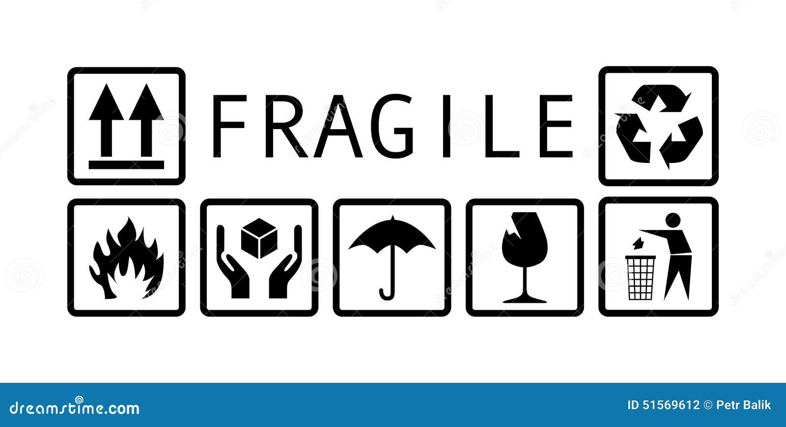 Símbolo Frágil Blanco Y Negro Stock de ilustración - Ilustración de ...