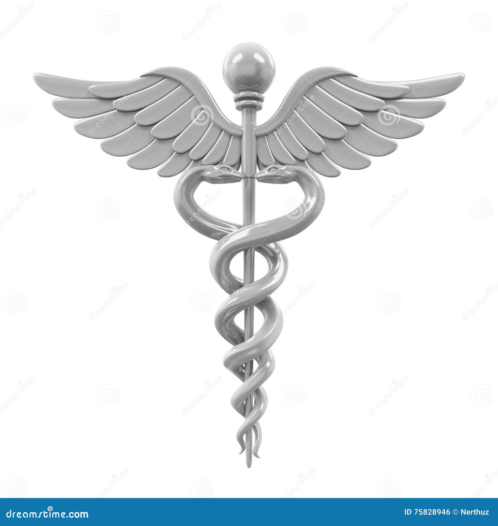Símbolo Médico Do Caduceus De Prata Ilustração Stock - Ilustração de ...