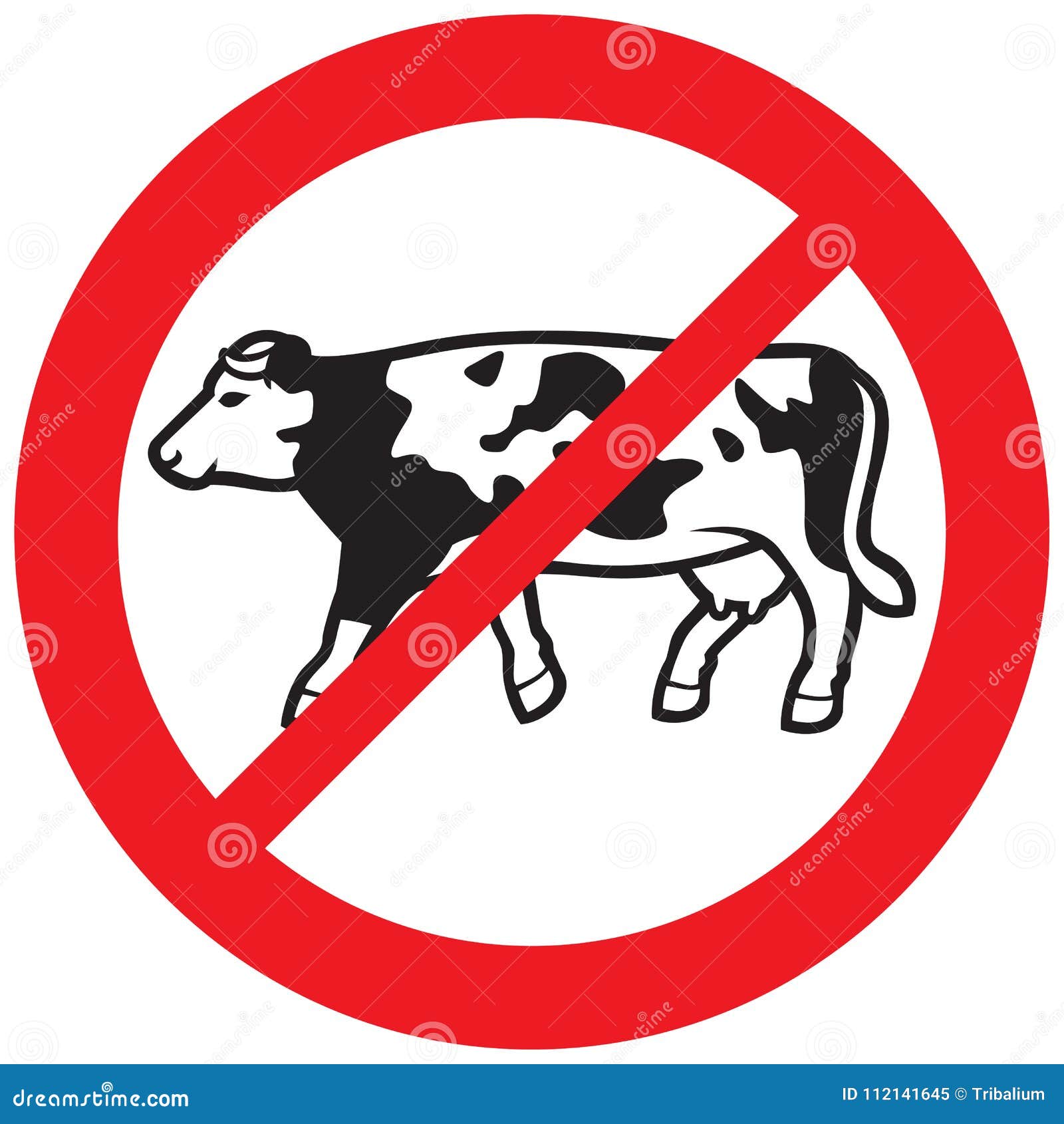 Símbolo Prohibido Carne De La Vaca Ilustración del Vector - Ilustración ...