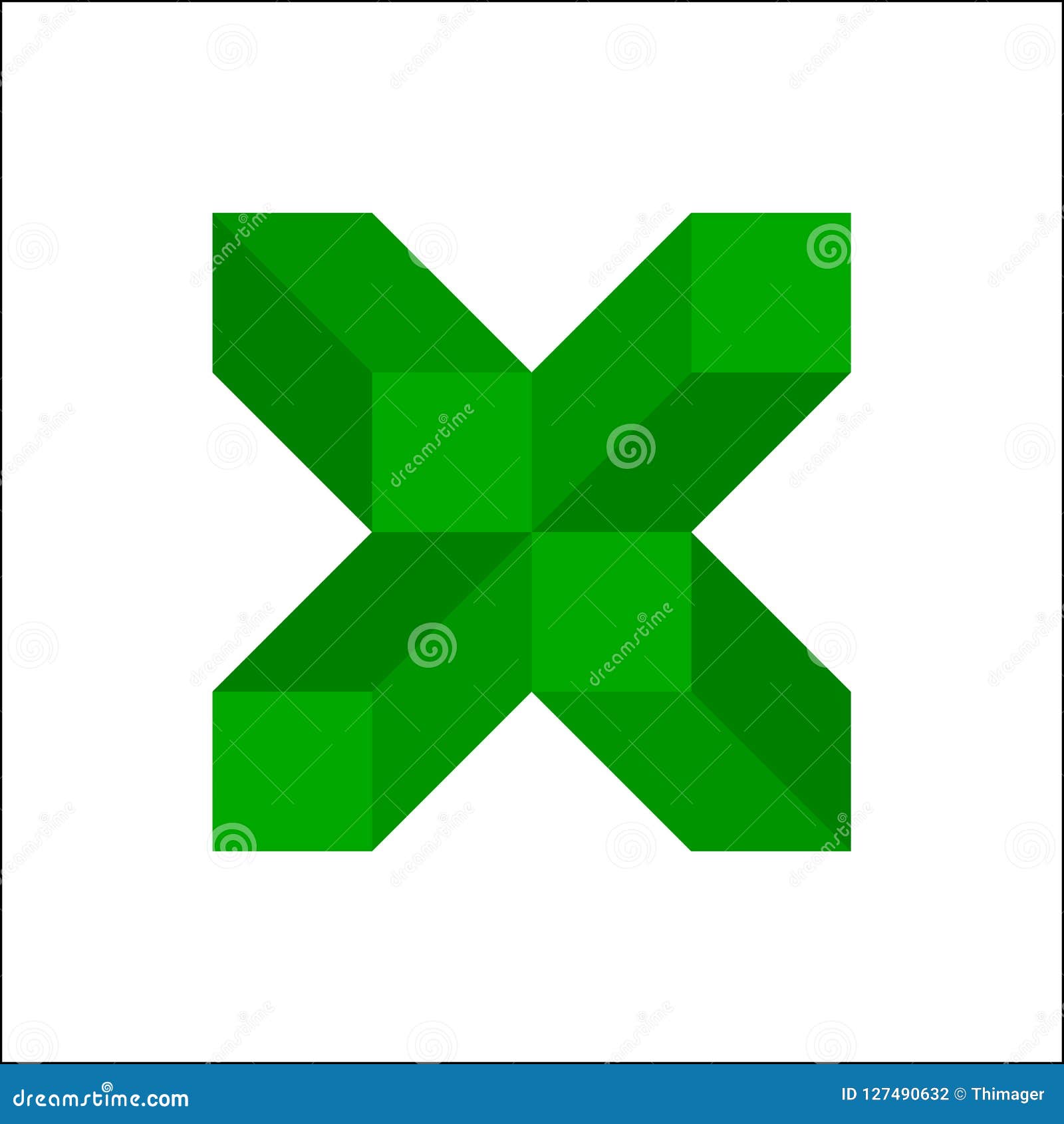 Símbolo Verde Da Cruz De X No Fundo Branco Ilustração Stock ...