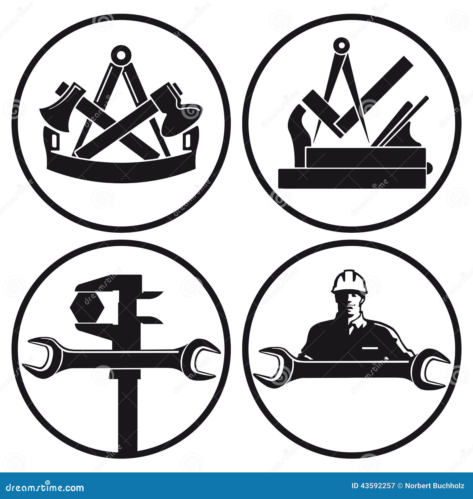 Símbolos Da Carpintaria E Da Ferramenta Ilustração do Vetor ...