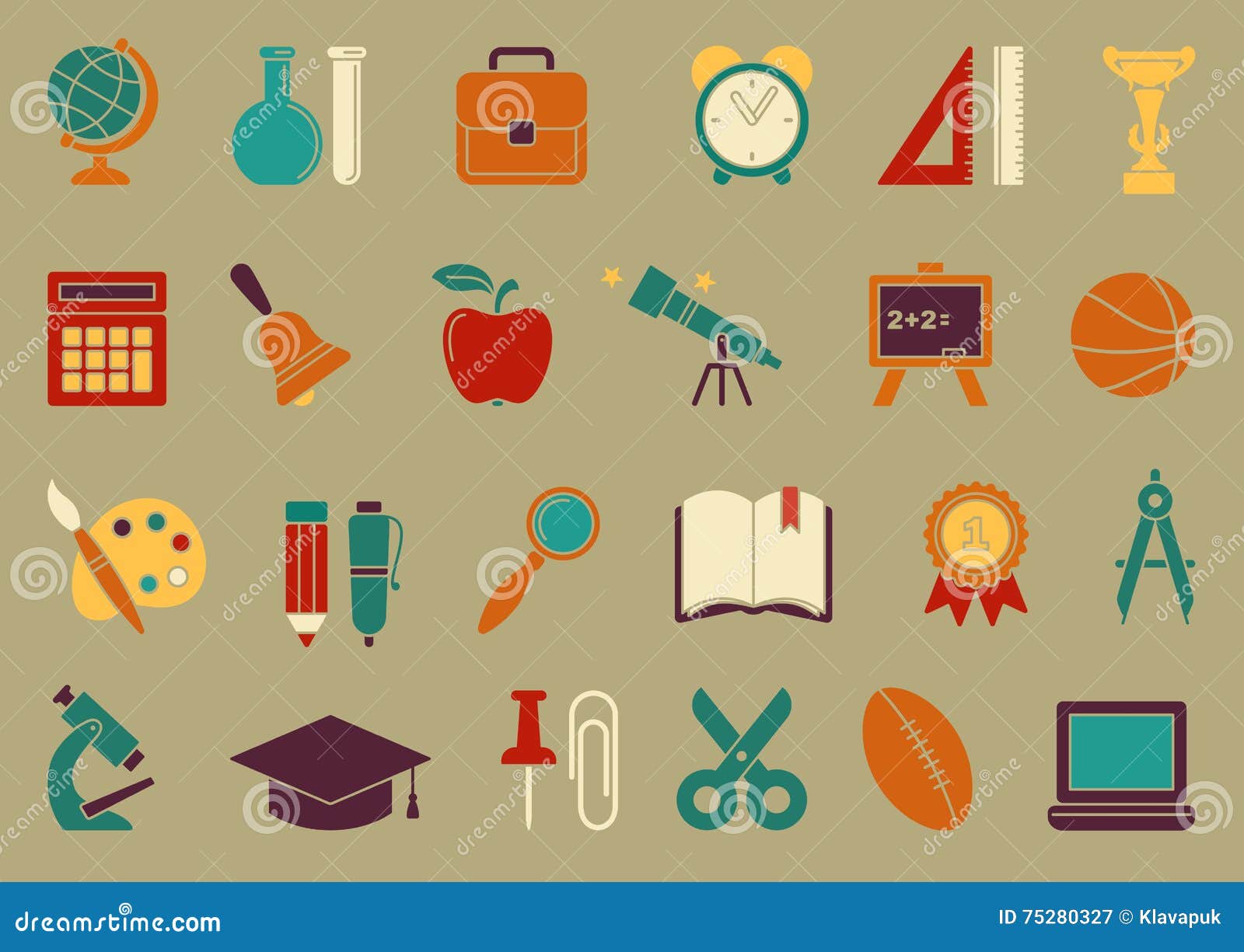 Símbolos Da Escola E Da Educação Ilustração do Vetor - Ilustração de ...