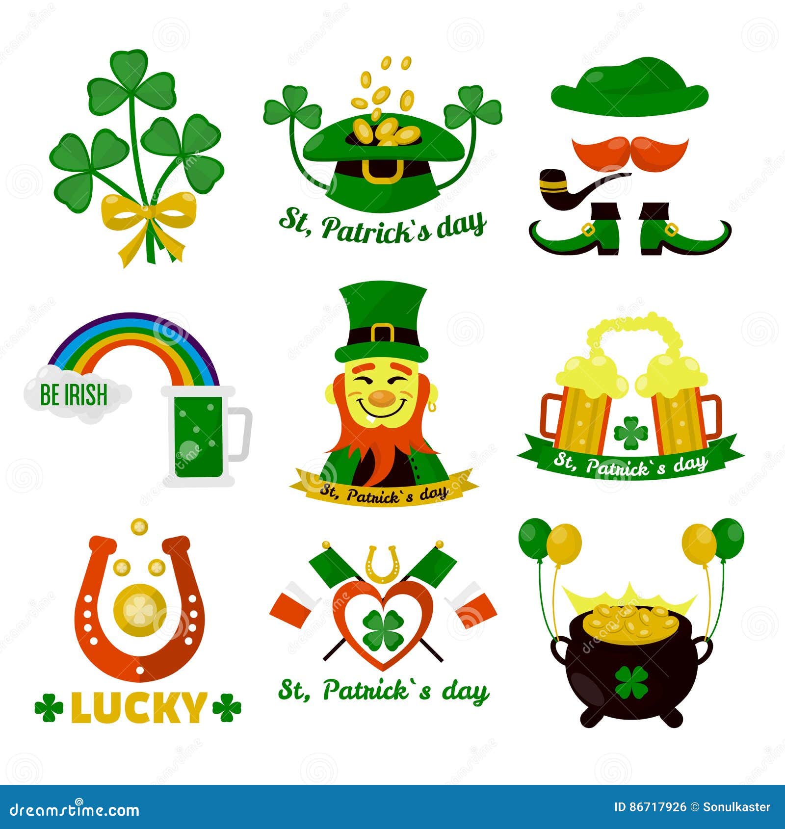 Símbolos Da Sorte Da Bandeira E Da Ferradura Da Irlanda Ilustração do ...