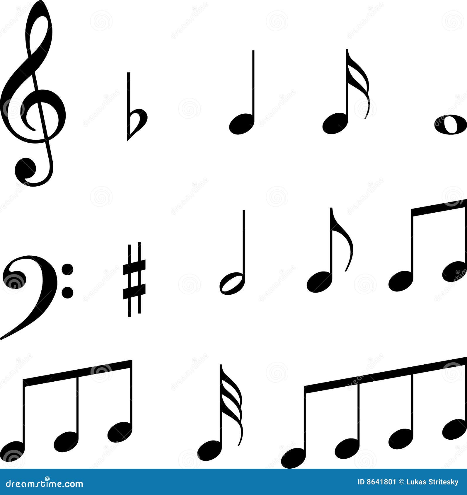 Símbolos Das Notas Musicais Ilustração do Vetor - Ilustração de fundo ...