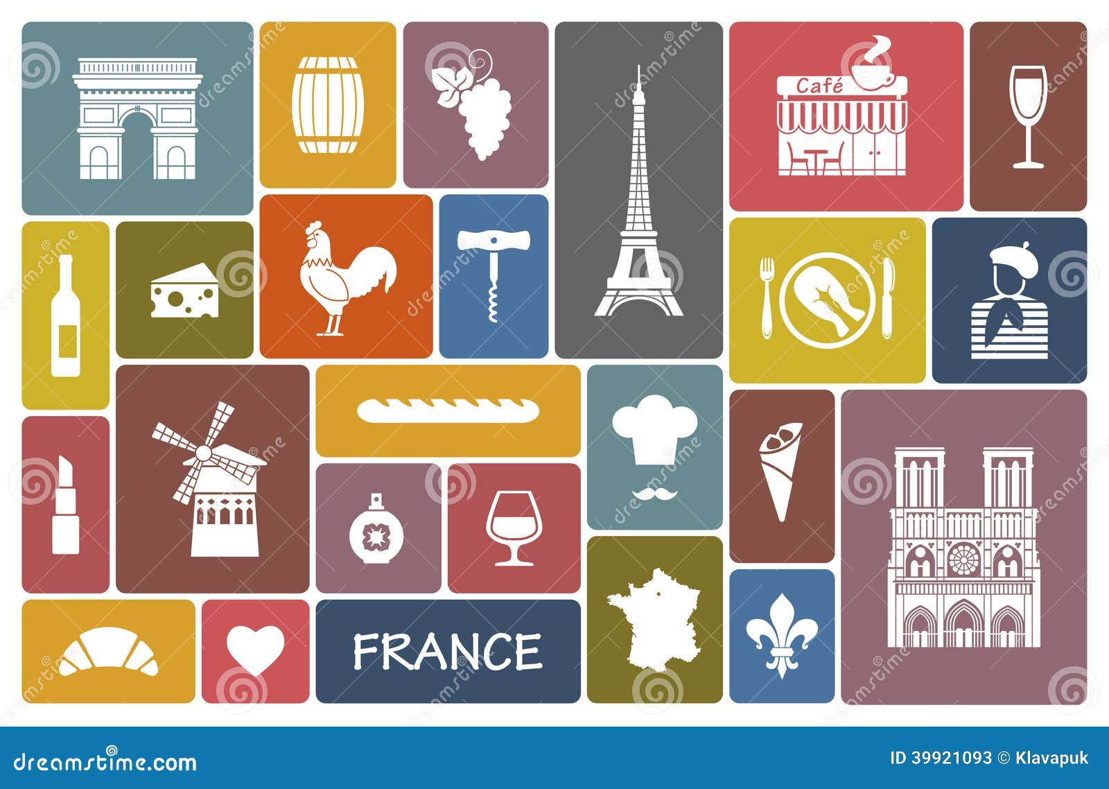 Símbolos de Francia ilustración del vector. Ilustración de queso - 39921093