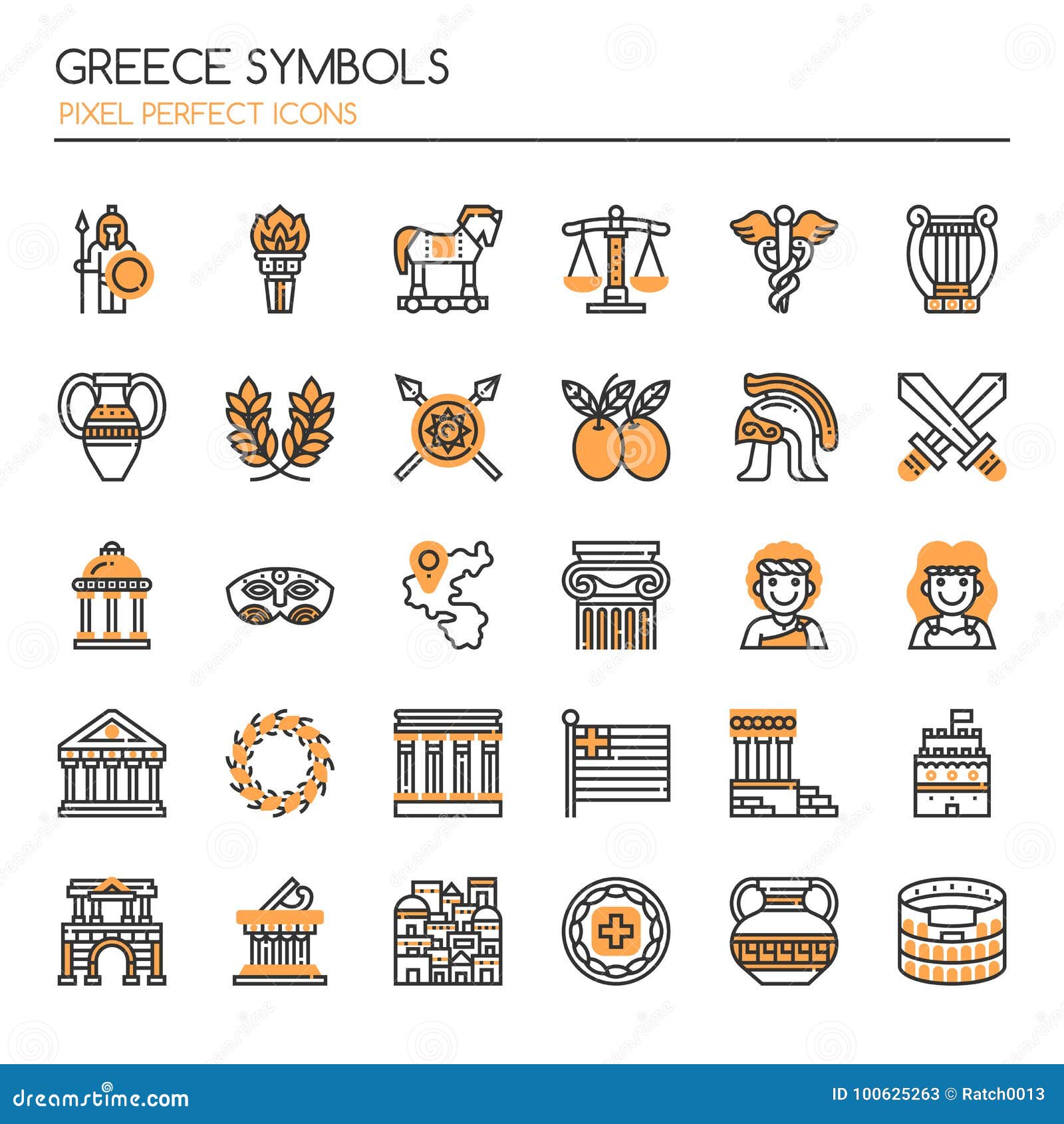 Símbolos de Grecia ilustración del vector. Ilustración de aceituna ...