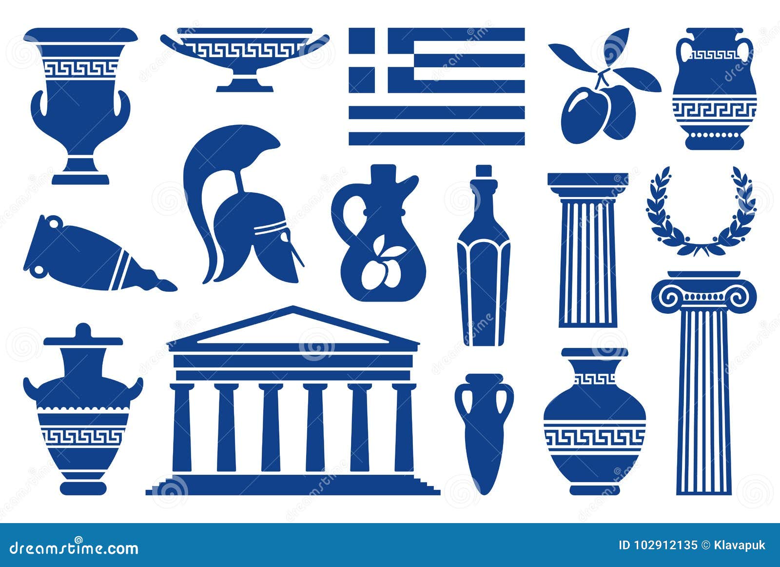 Símbolos de Grecia ilustración del vector. Ilustración de viejo - 102912135