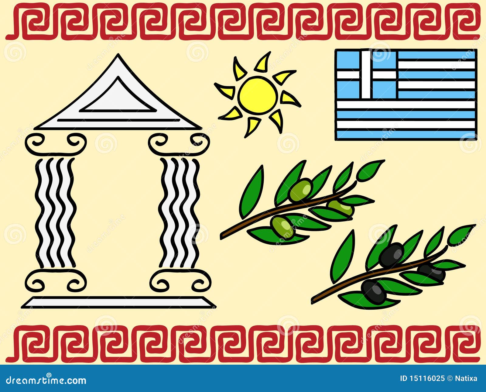 Símbolos de Grecia ilustración del vector. Ilustración de naturalizado ...