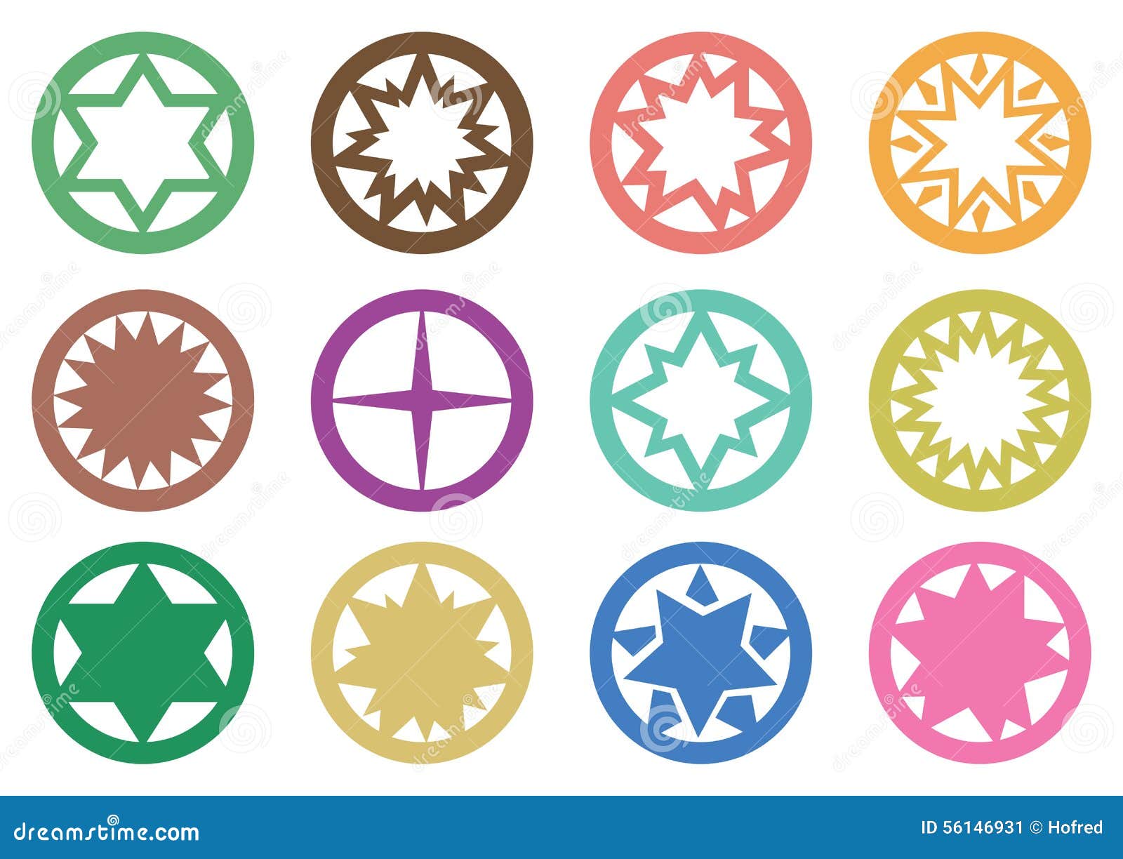 Símbolos De La Estrella Del Círculo Ilustración del Vector ...