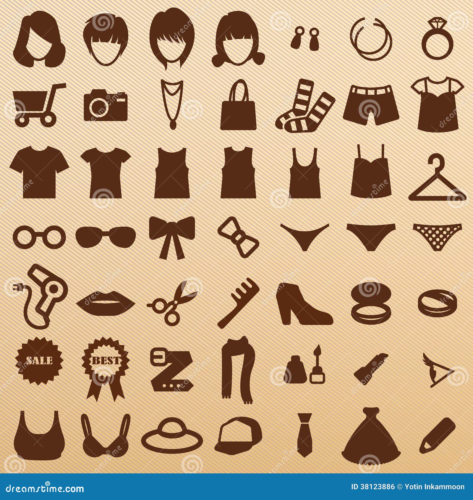 Símbolos de la moda ilustración del vector. Ilustración de sombrero ...