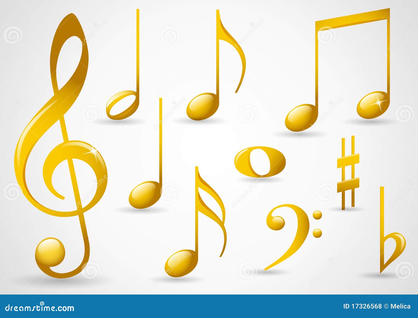 Símbolos de música del oro ilustración del vector. Ilustración de clave ...