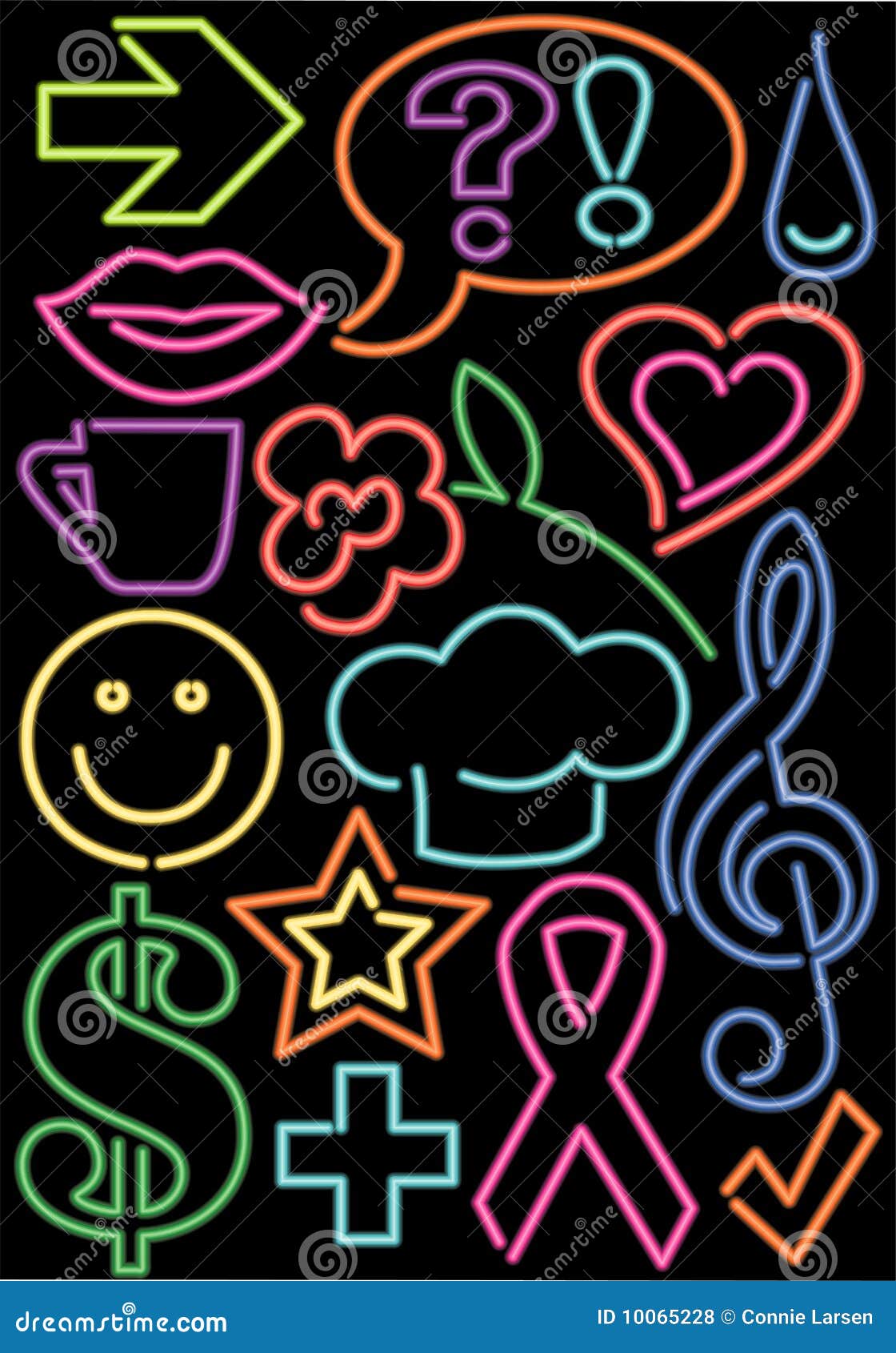 Símbolos de neón ilustración del vector. Ilustración de luces - 10065228