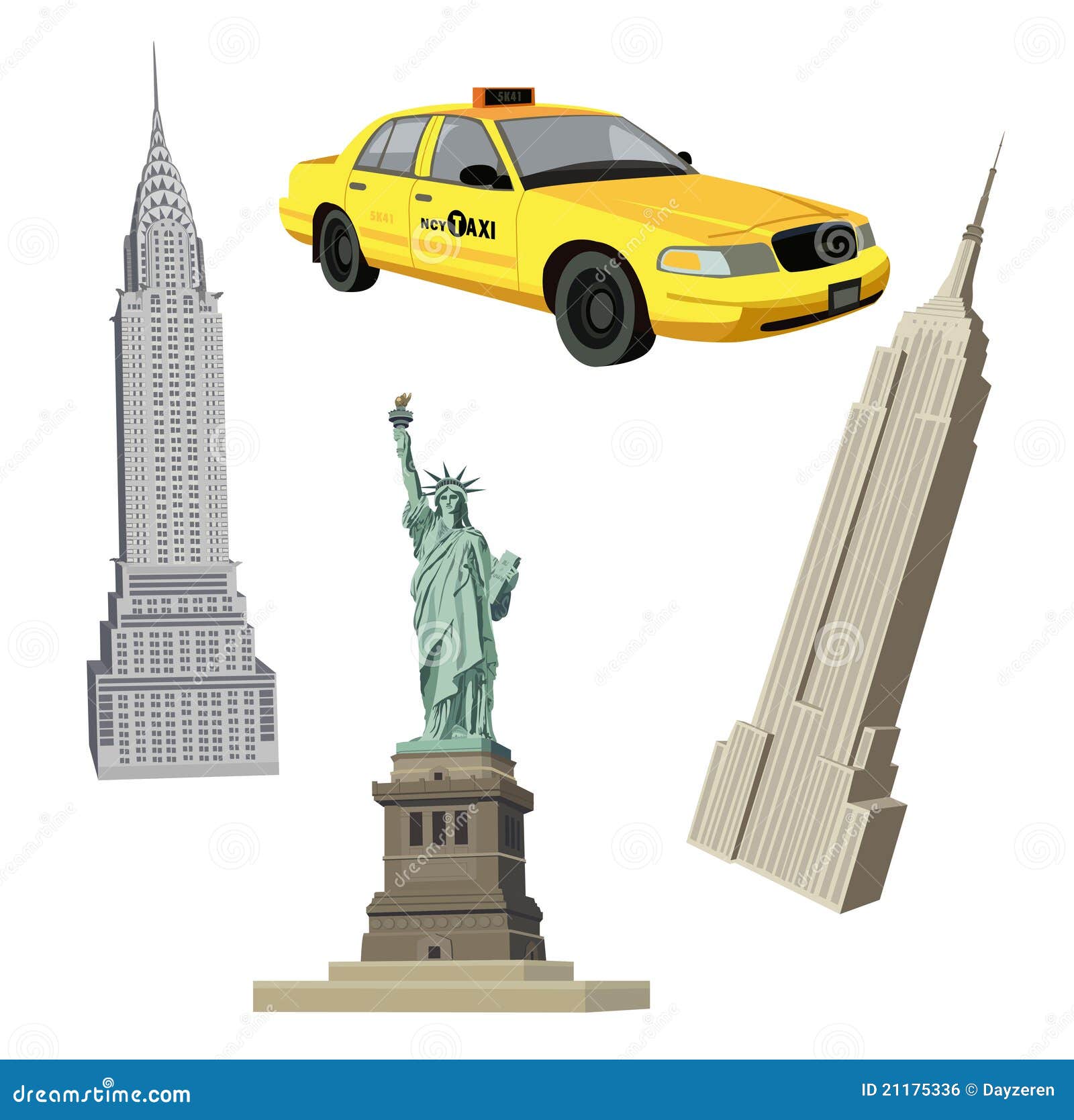 Símbolos de New York City foto editorial. Ilustração de moderno - 21175336