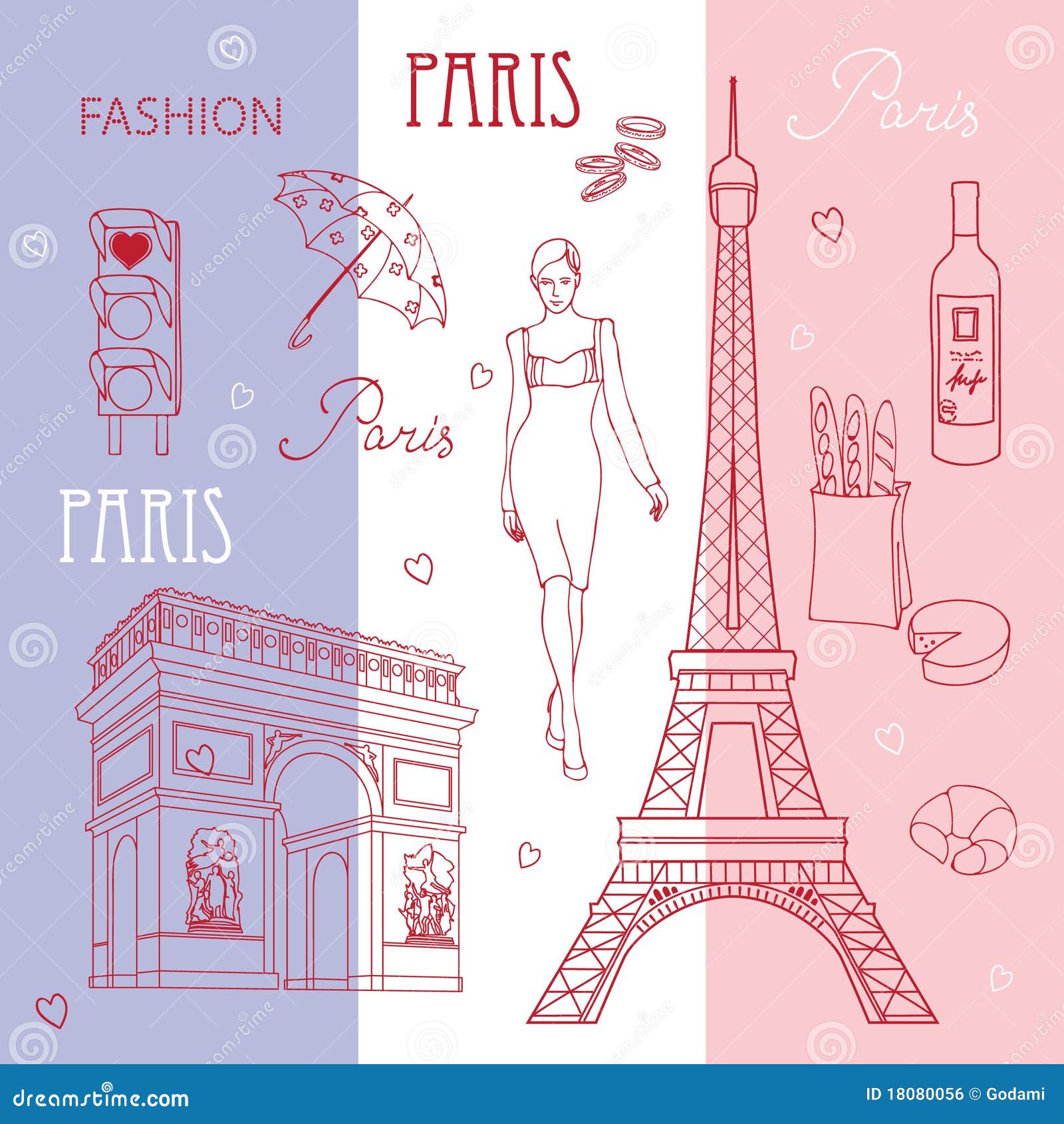 Símbolos de Paris ilustração do vetor. Ilustração de modelo - 18080056