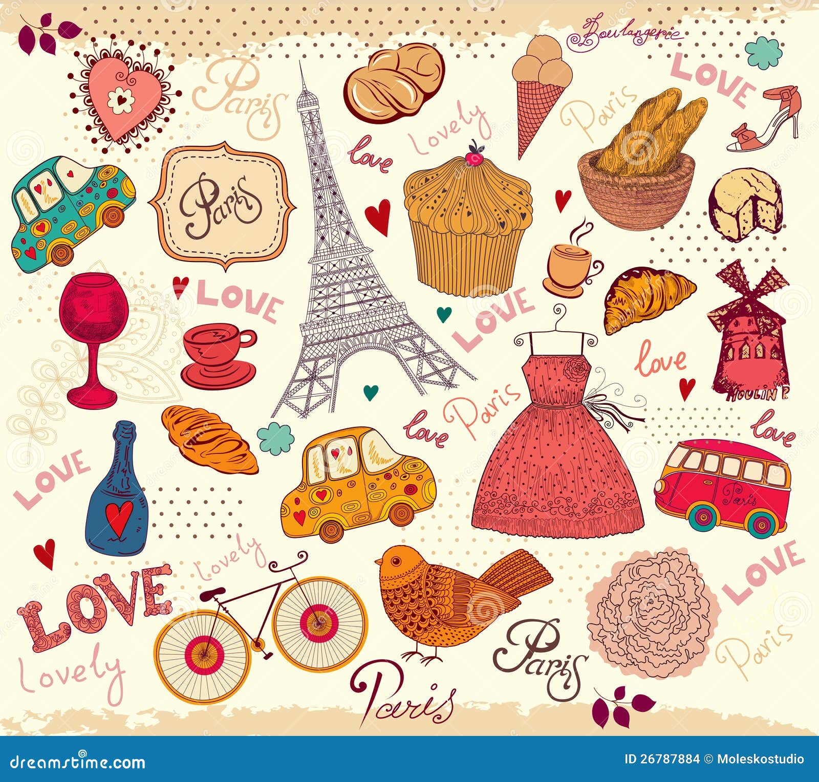 Símbolos de Paris ilustração stock. Ilustração de projeto - 26787884