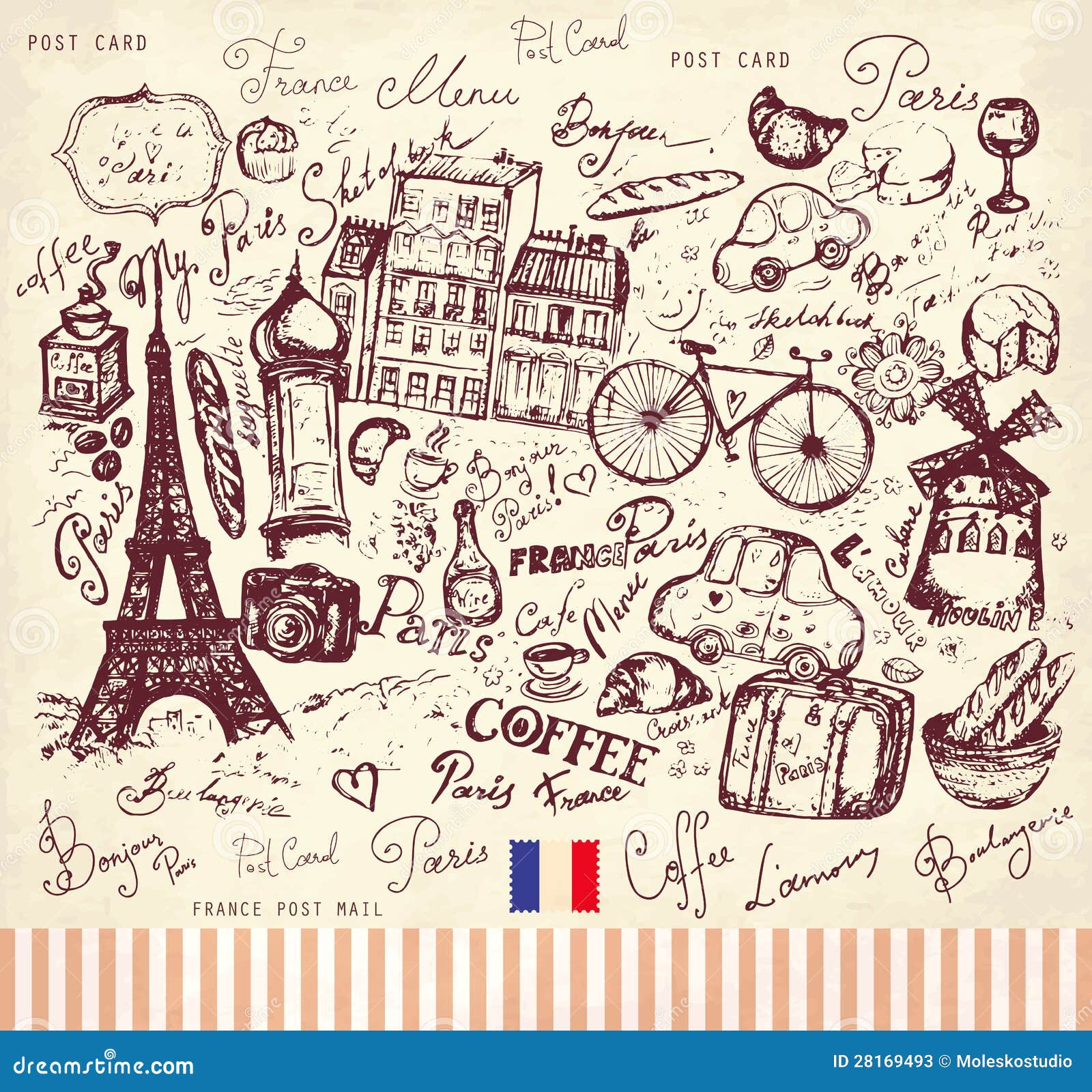 Símbolos de Paris ilustração stock. Ilustração de selo - 28169493