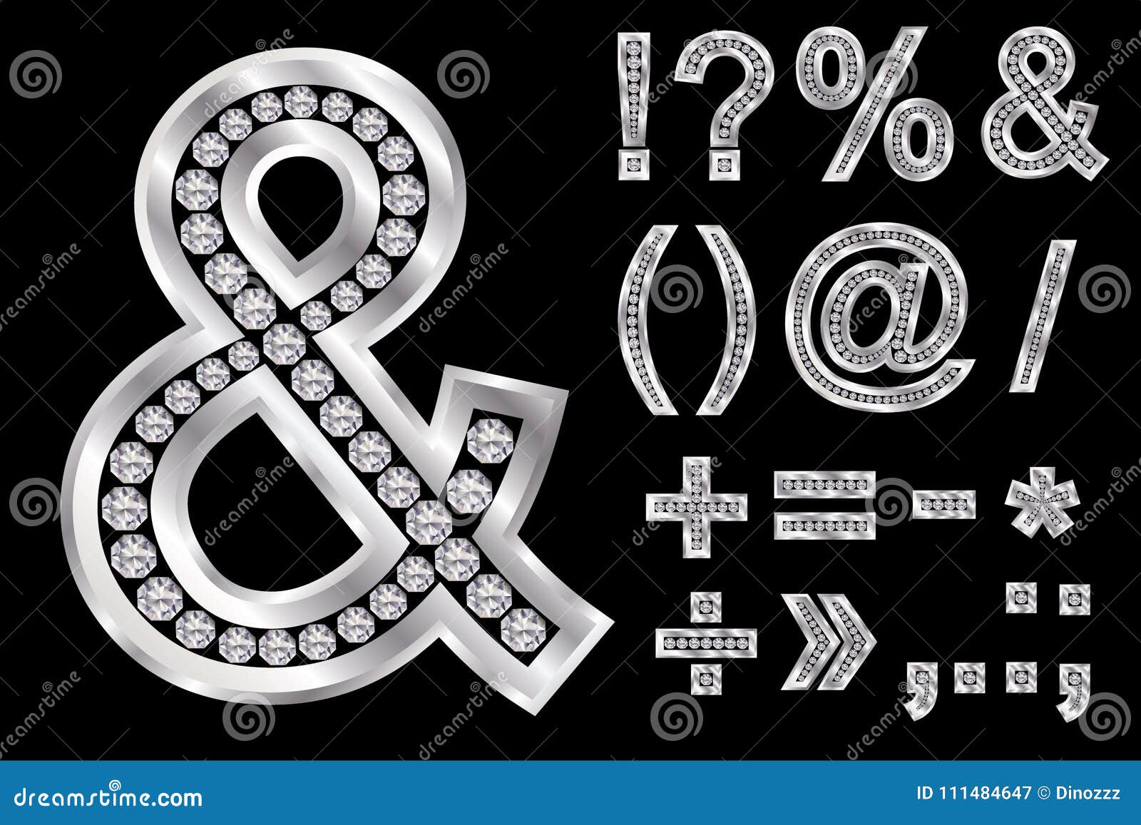 Símbolos De Plata Con Los Diamantes, Vector Ilustración del Vector ...