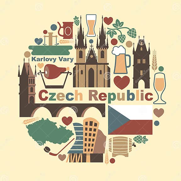 Símbolos De República Checa Ilustração do Vetor - Ilustração de salto ...