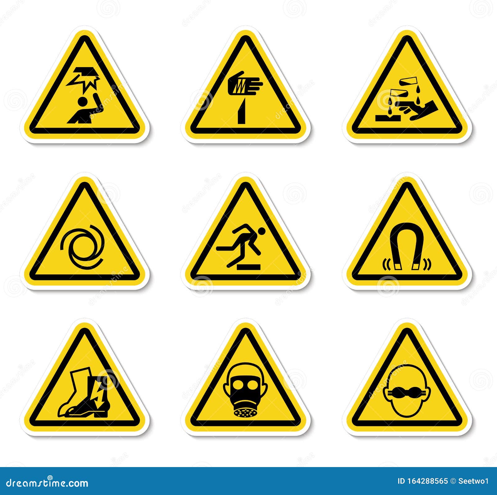Símbolos De Risco Triangulares Em Fundo Branco Ilustração do Vetor ...