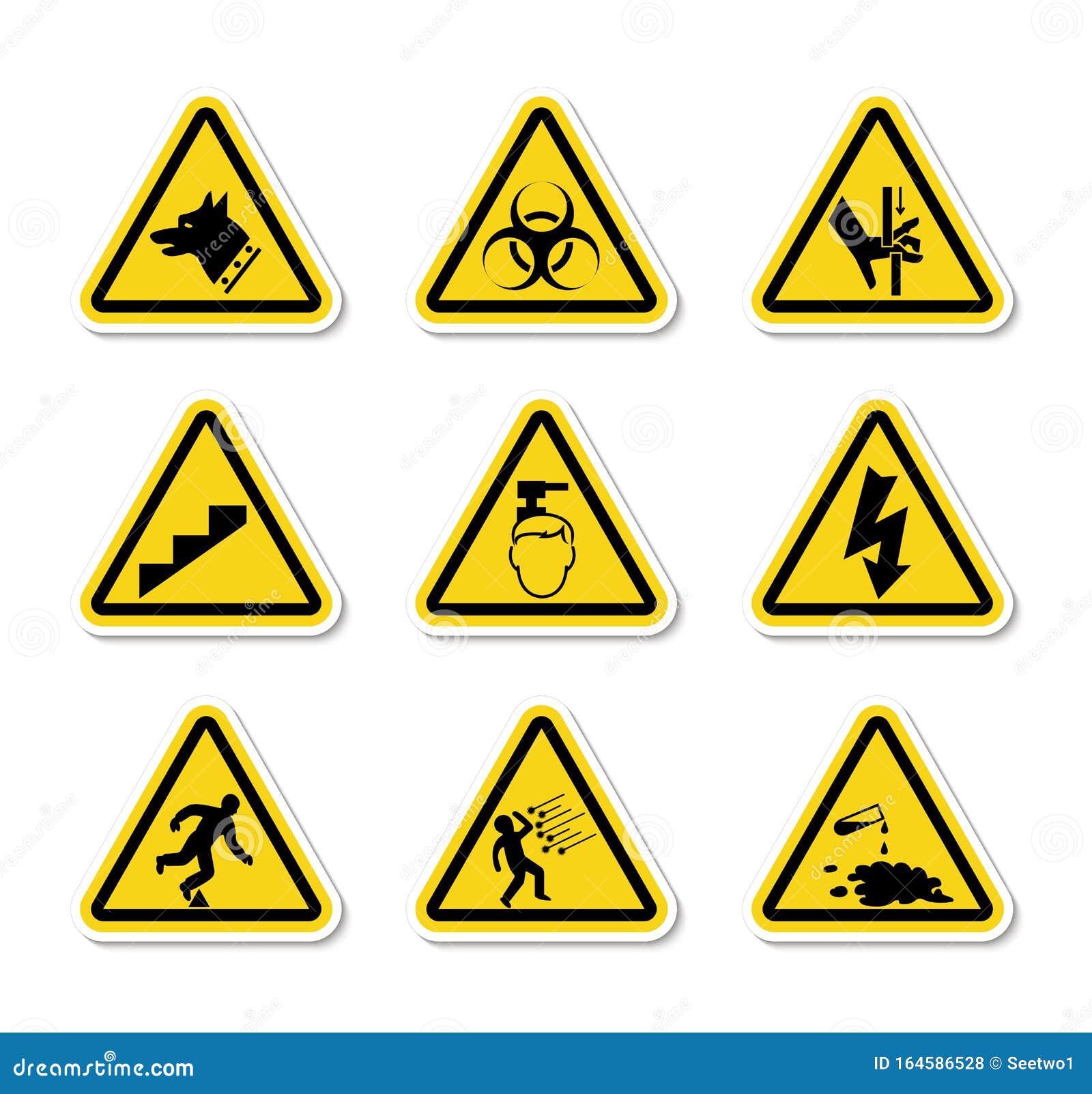 Símbolos De Risco Triangulares Em Fundo Branco Ilustração do Vetor ...