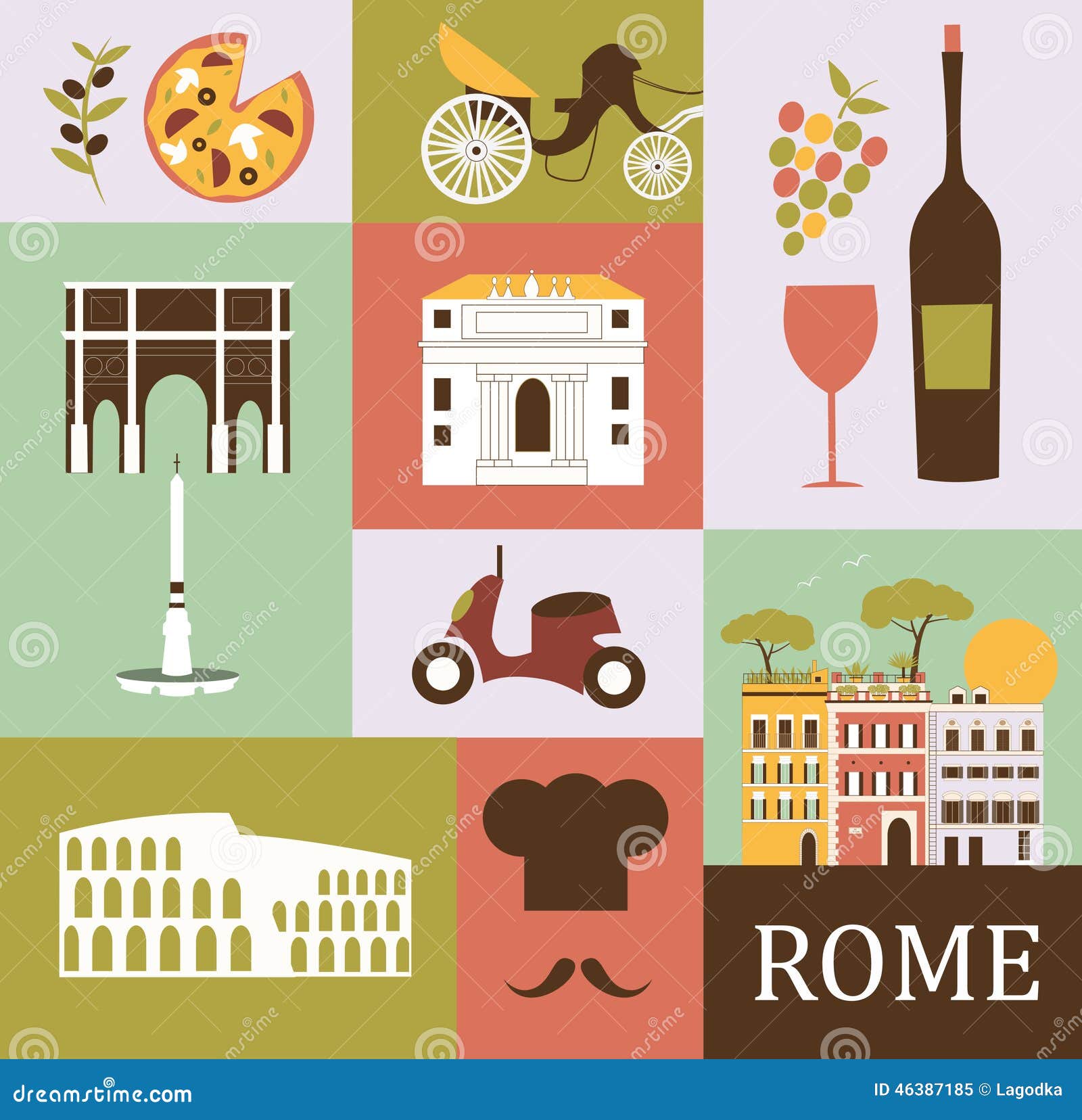 Símbolos de Roma ilustración del vector. Ilustración de aislado - 46387185