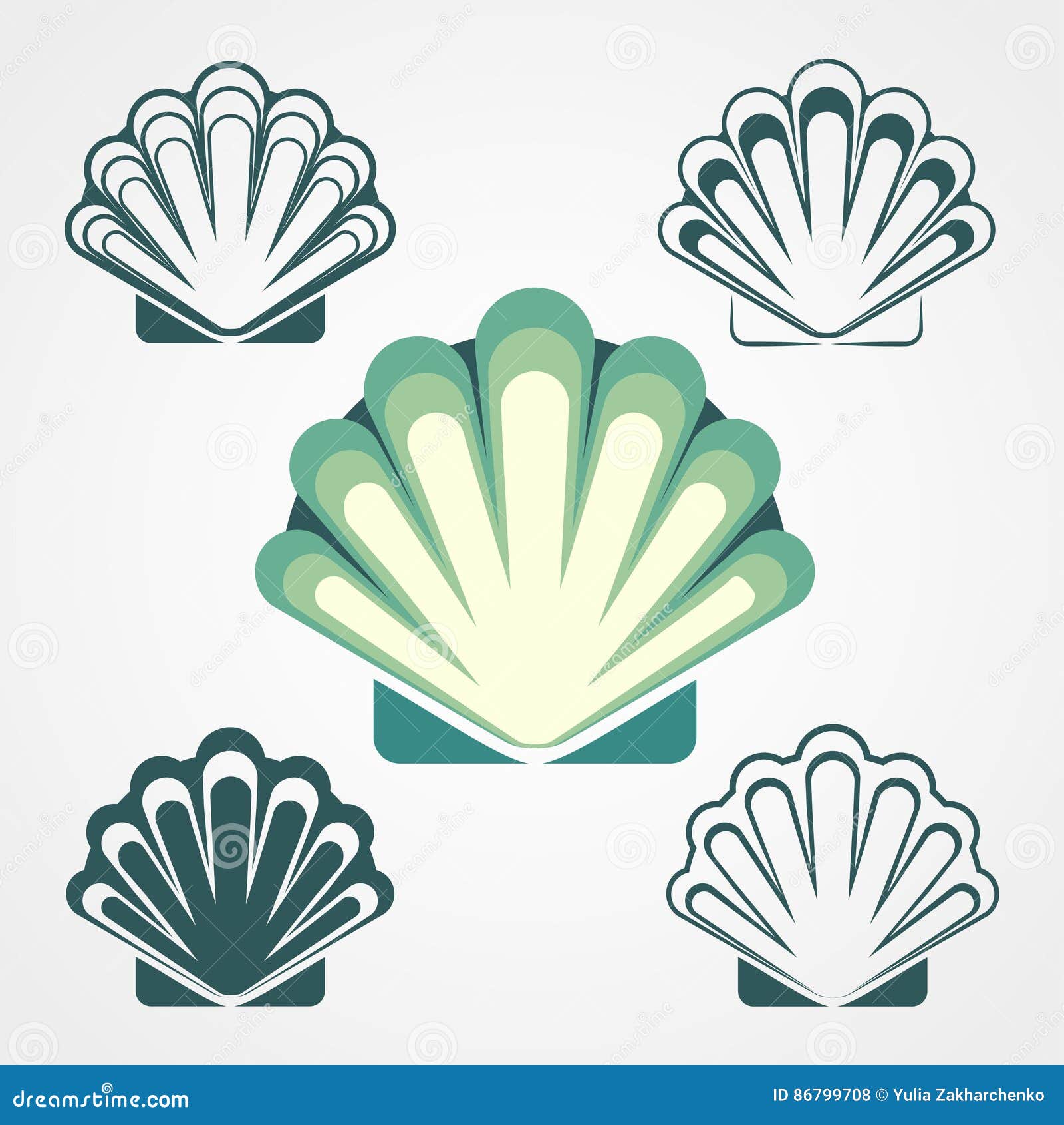 Símbolos De Shell Em Um Fundo Branco Ilustração do Vetor - Ilustração ...