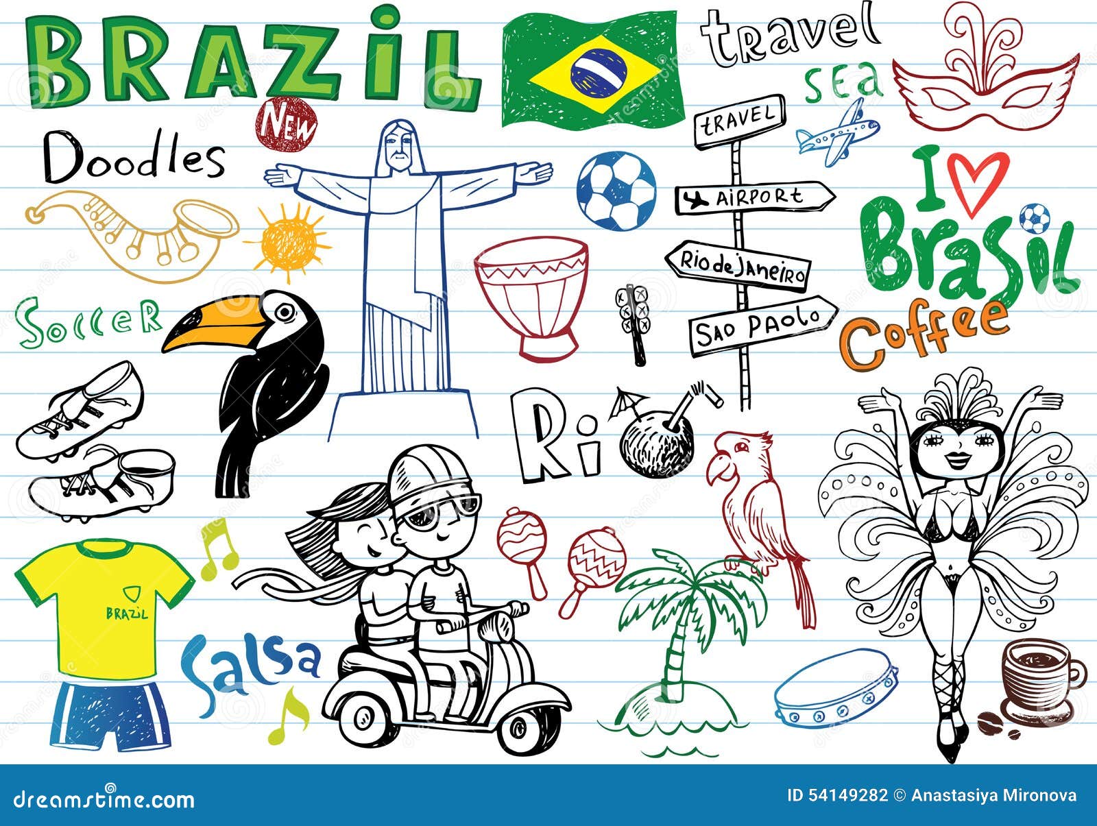 Símbolos del Brasil, ilustración del vector. Ilustración de muestra ...