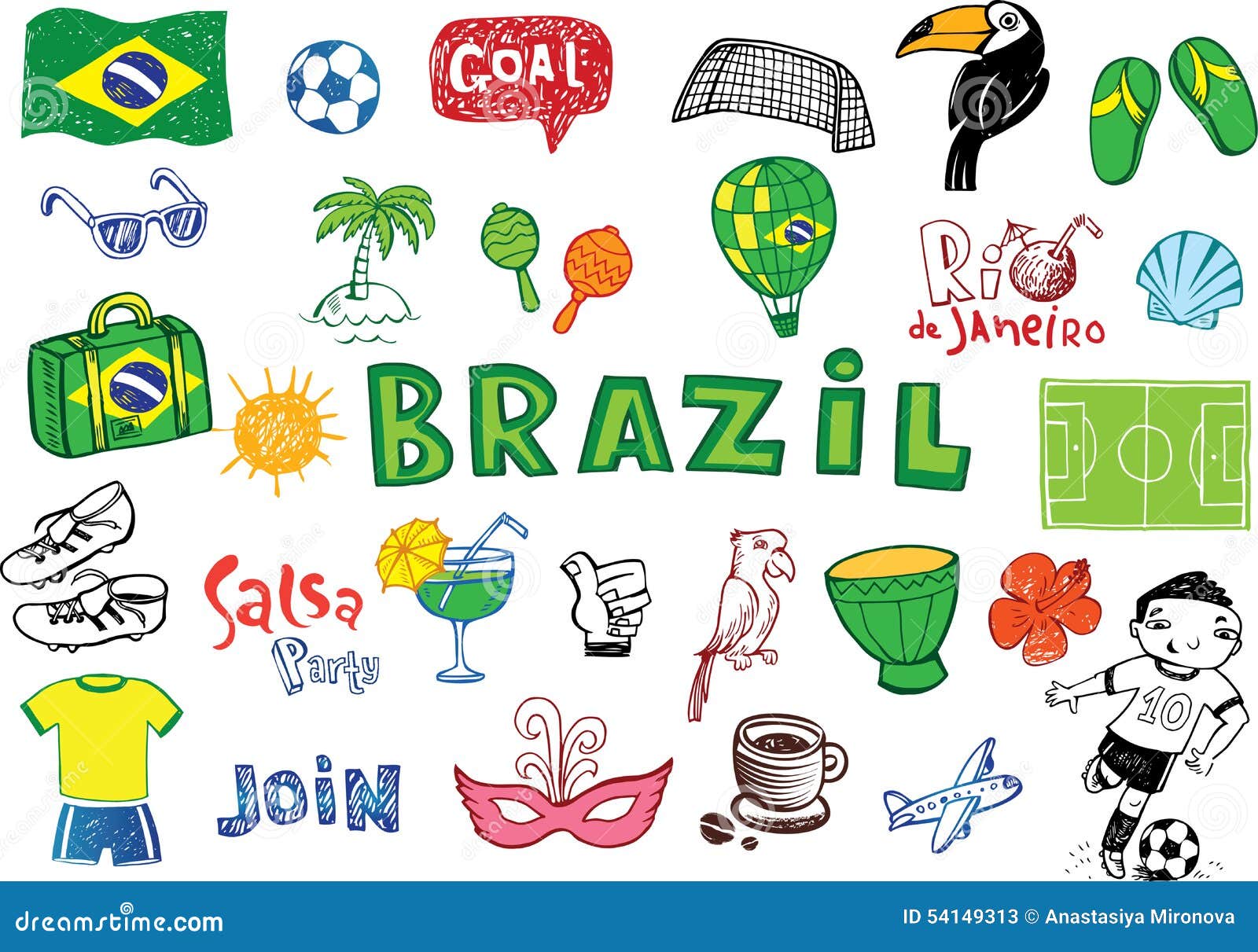 Símbolos del Brasil ilustración del vector. Ilustración de emblema ...