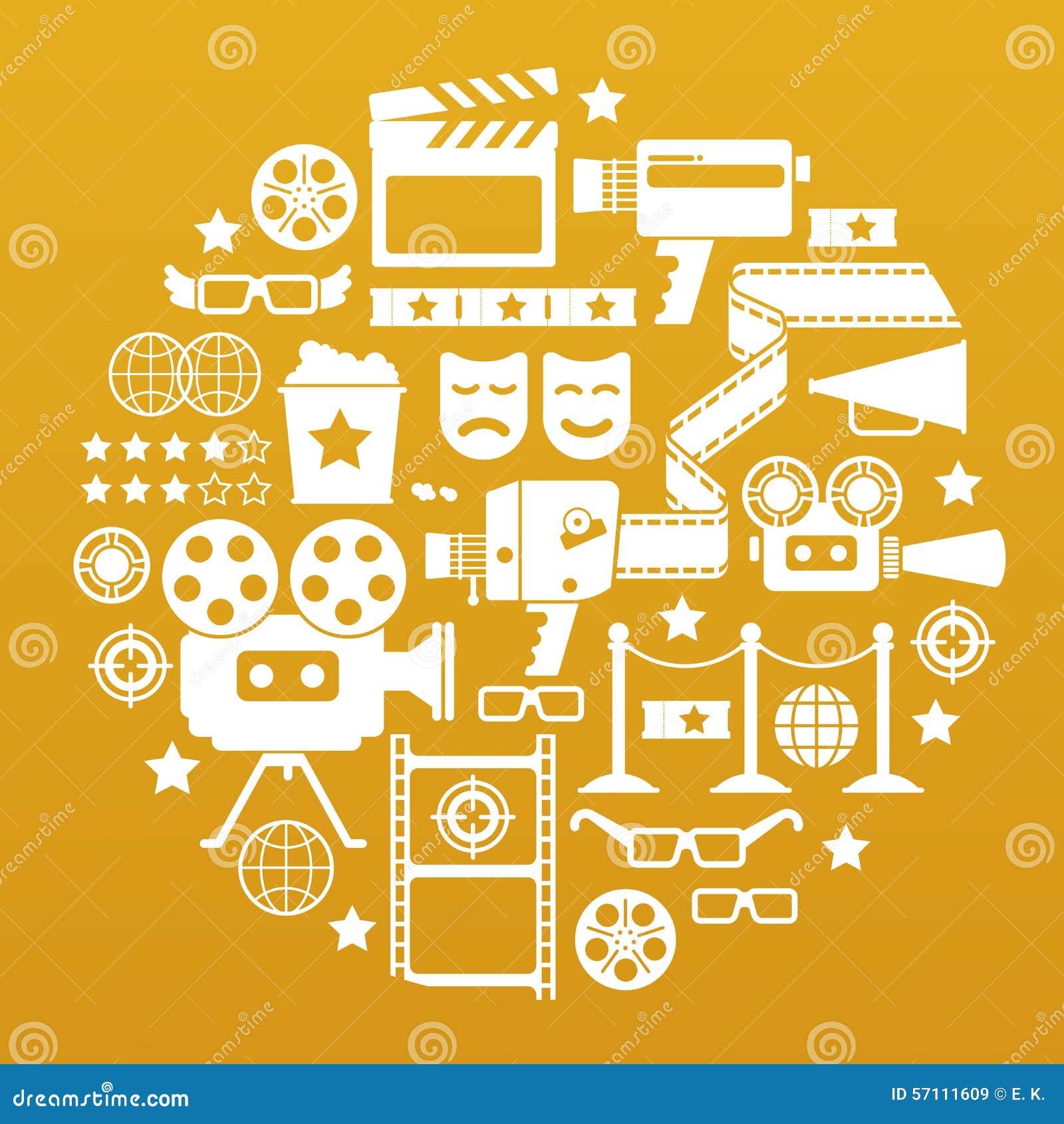 Símbolos del cine ilustración del vector. Ilustración de contorno ...