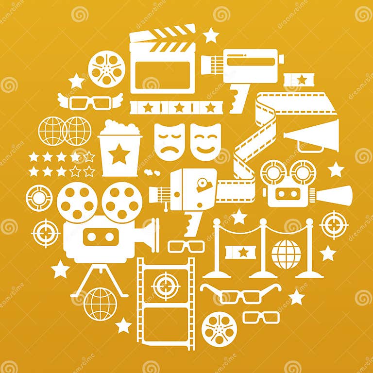 Símbolos del cine ilustración del vector. Ilustración de contorno ...