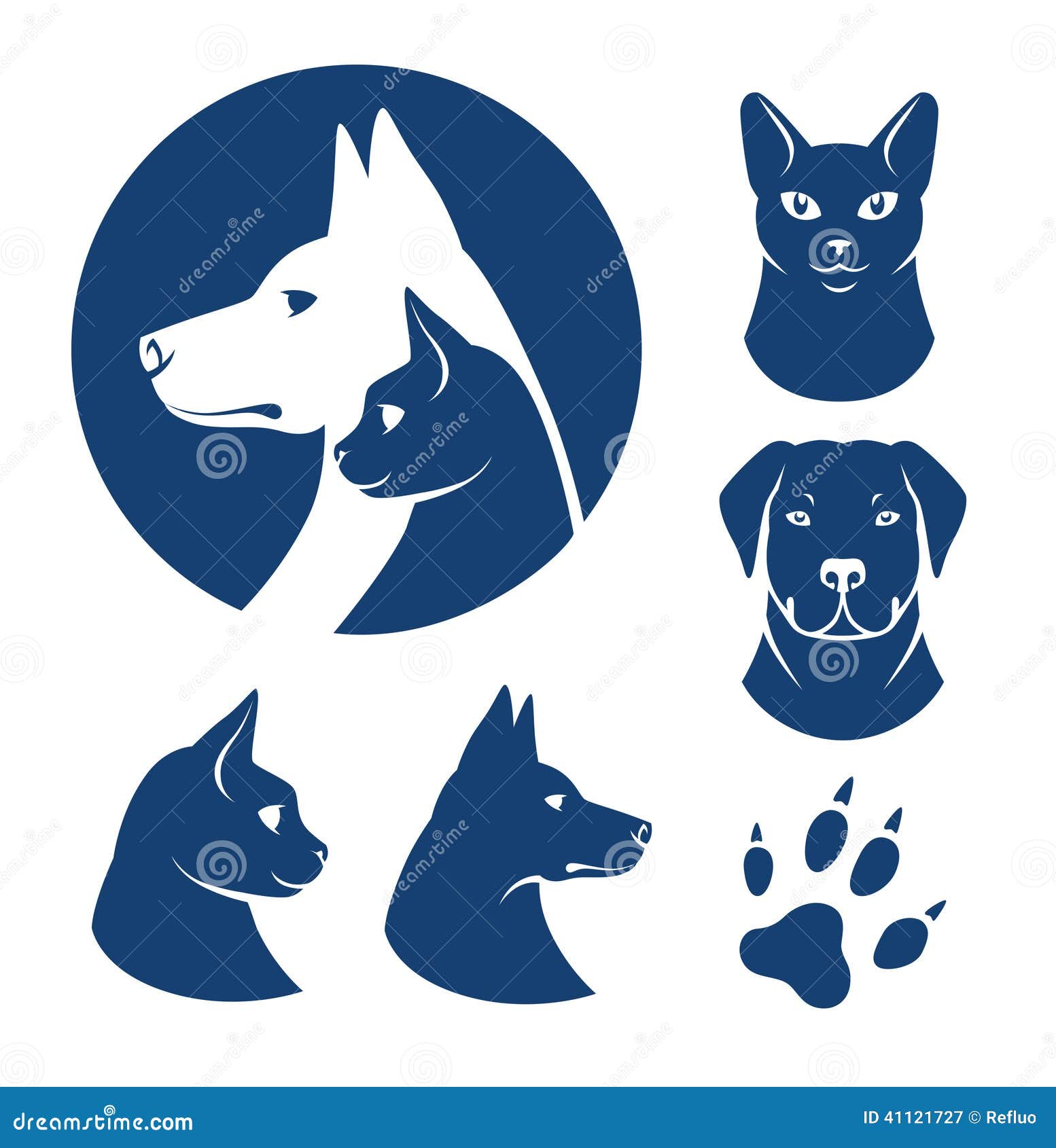 Símbolos Del Gato Y Del Perro Ilustración del Vector - Ilustración de ...