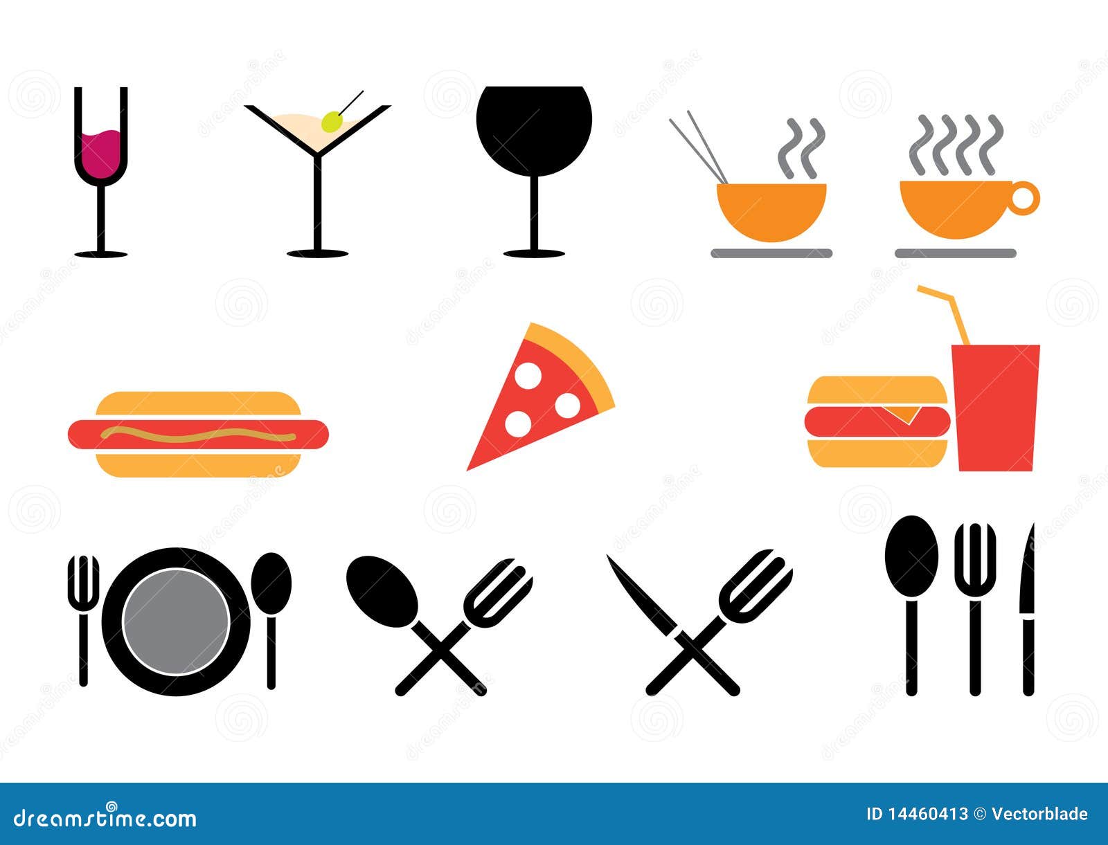 Símbolos Del Vector Del Alimento Del Restaurante Ilustración del Vector ...