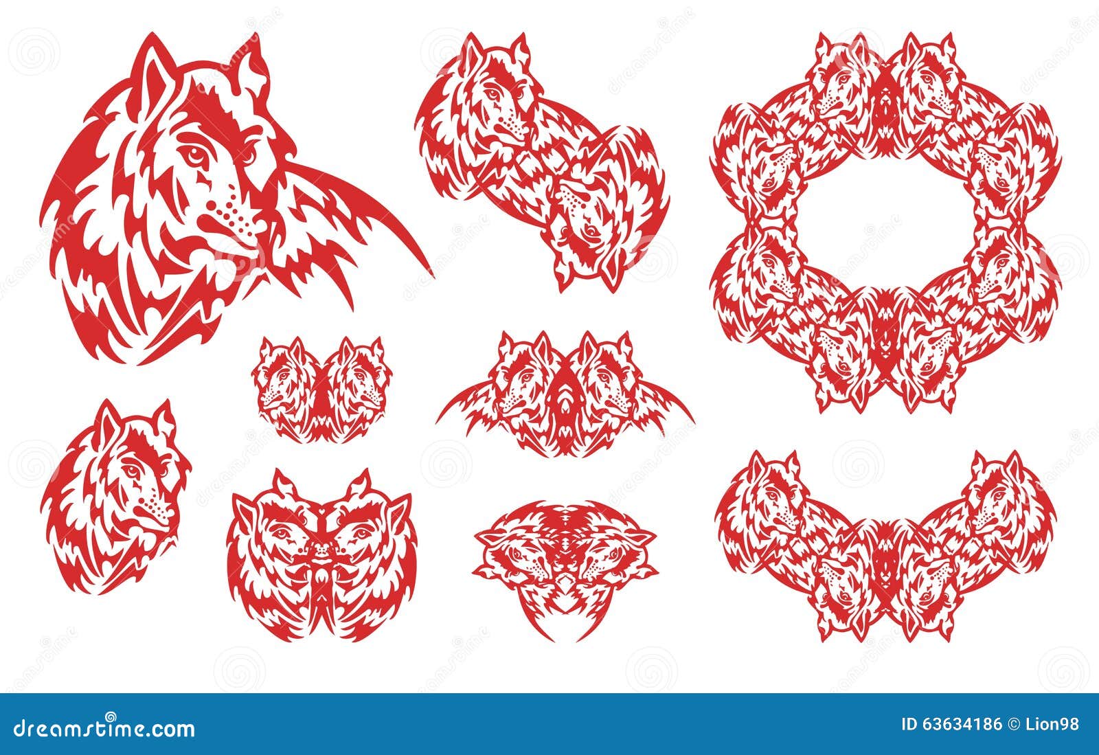 Símbolos do lobo vermelho ilustração do vetor. Ilustração de mascote ...