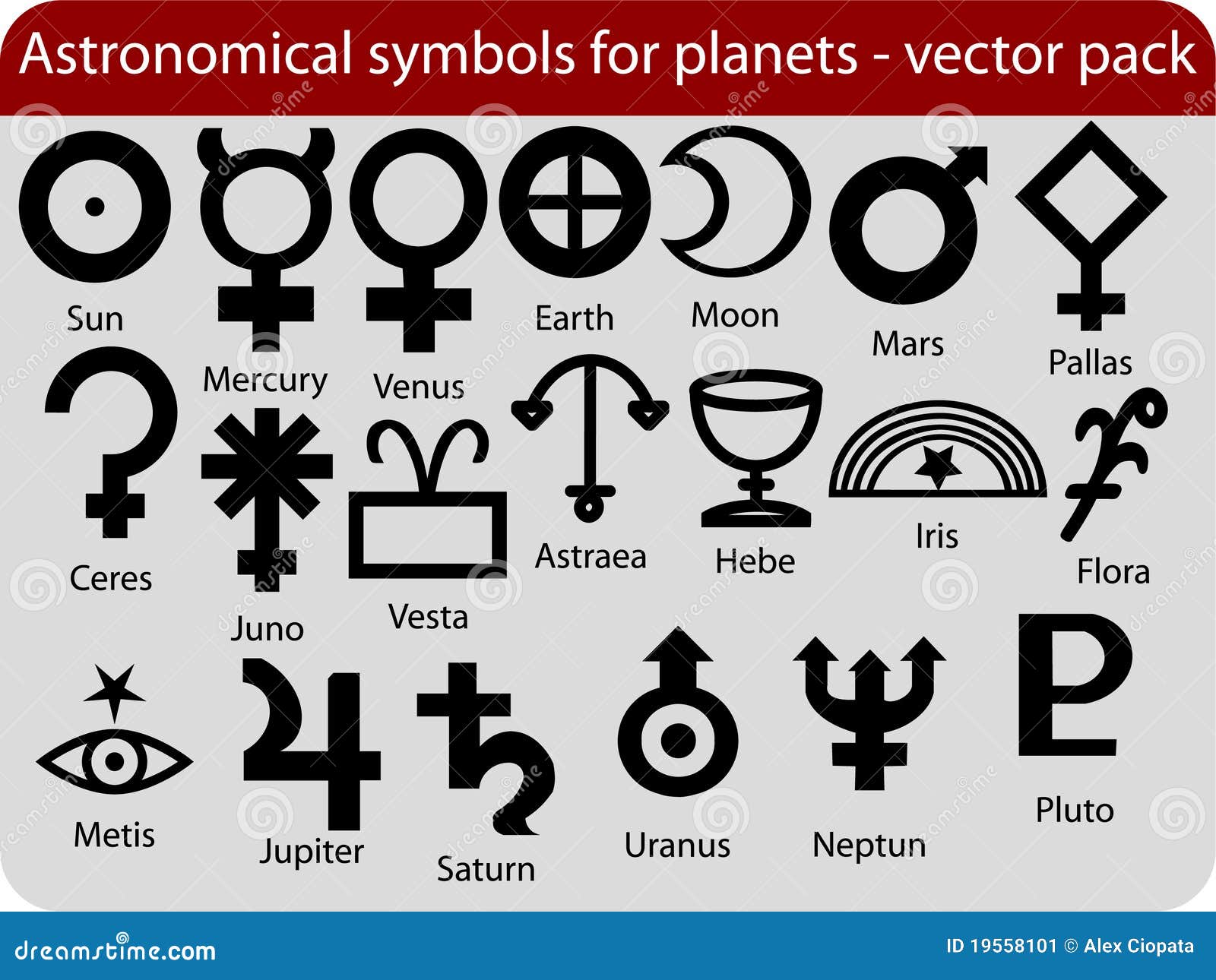 Símbolos do planeta ilustração do vetor. Ilustração de ceres - 19558101