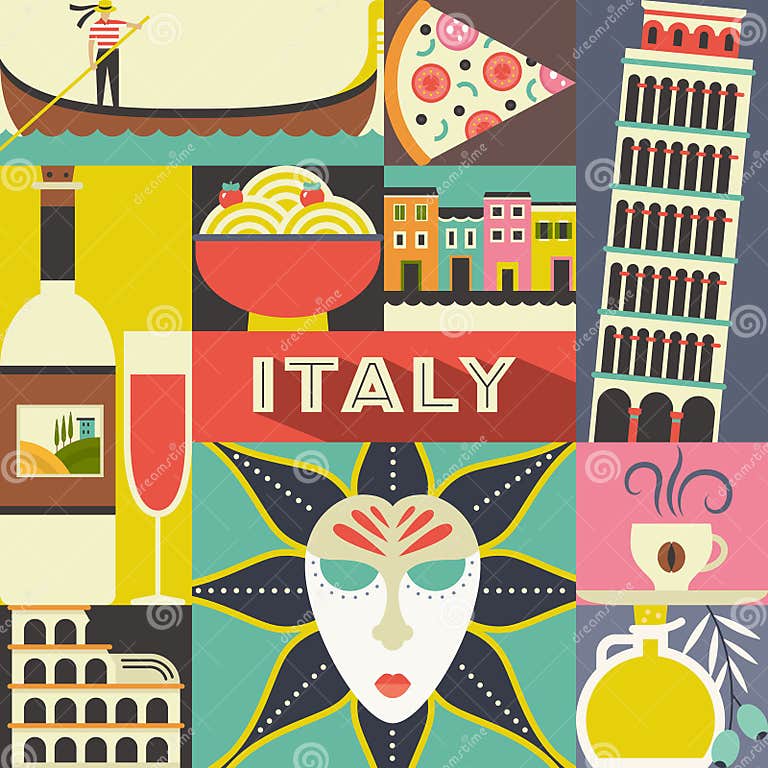 Símbolos italianos ilustração do vetor. Ilustração de elemento - 72688214