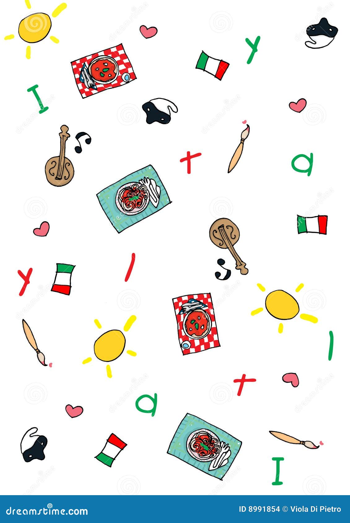 Símbolos italianos stock de ilustración. Ilustración de pintura - 8991854