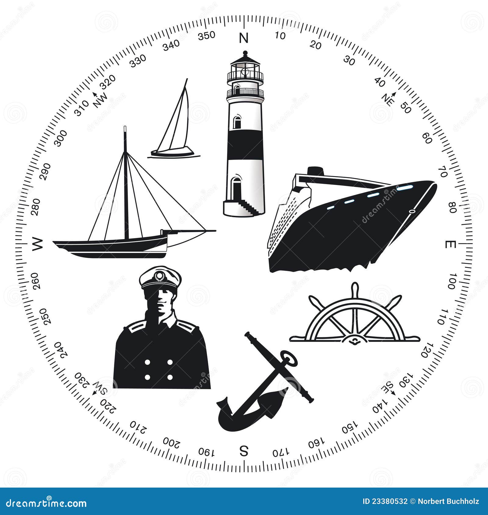 Símbolos marítimos ilustração do vetor. Ilustração de transporte - 23380532