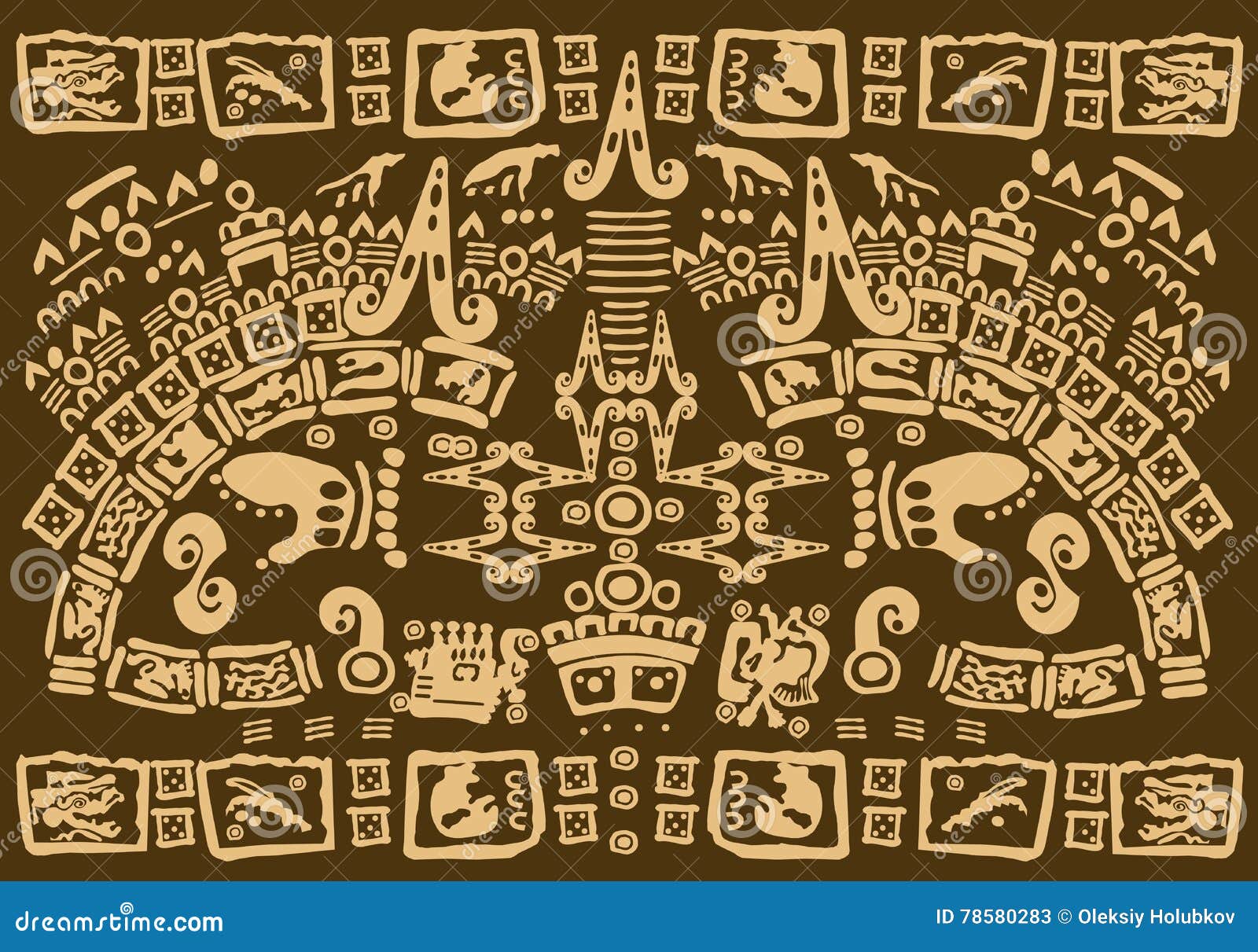 Símbolos mayas ilustración del vector. Ilustración de elemento - 78580283