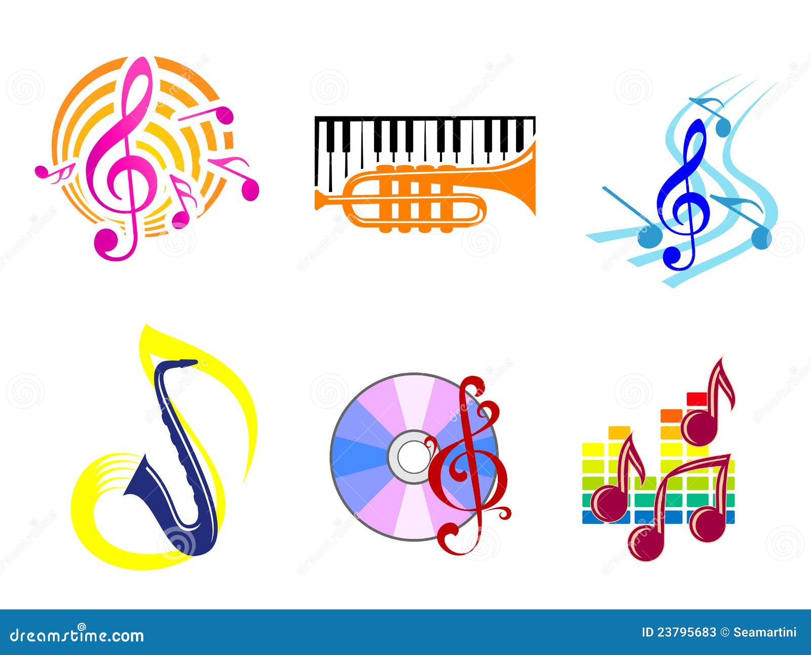 Símbolos Musicales Y Emblemas Ilustración del Vector - Ilustración de ...