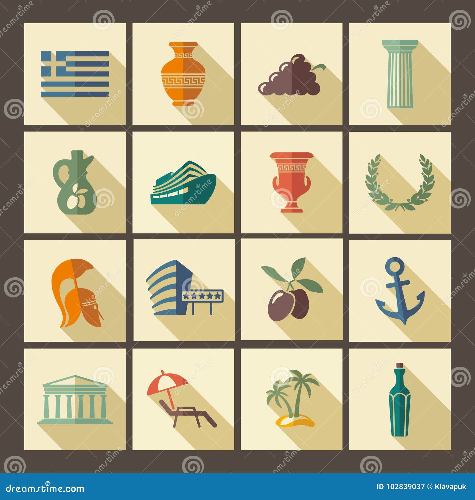 Símbolos Tradicionales De Grecia Ilustración del Vector - Ilustración ...