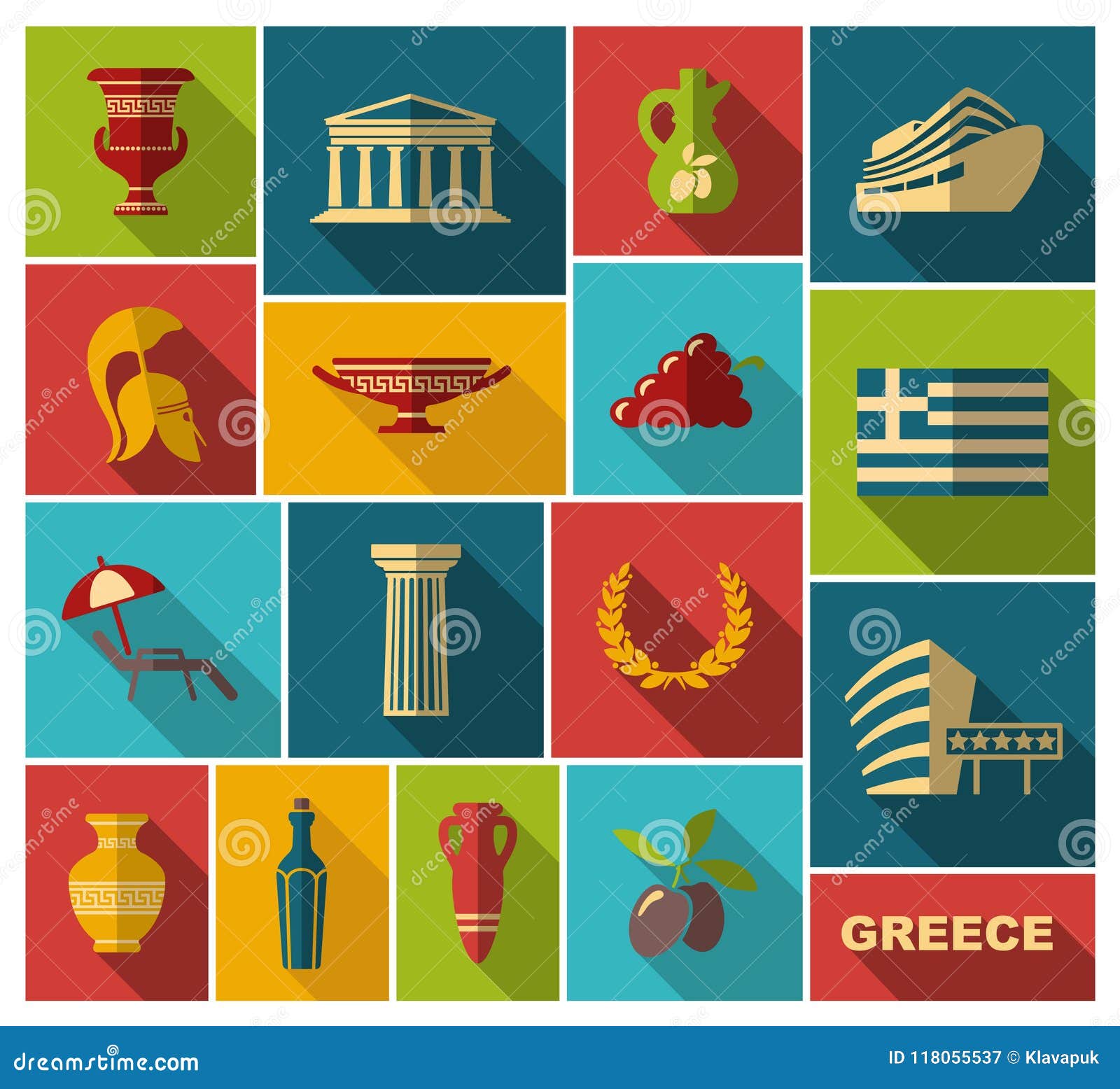 Símbolos Tradicionales De Grecia Ilustración del Vector - Ilustración ...