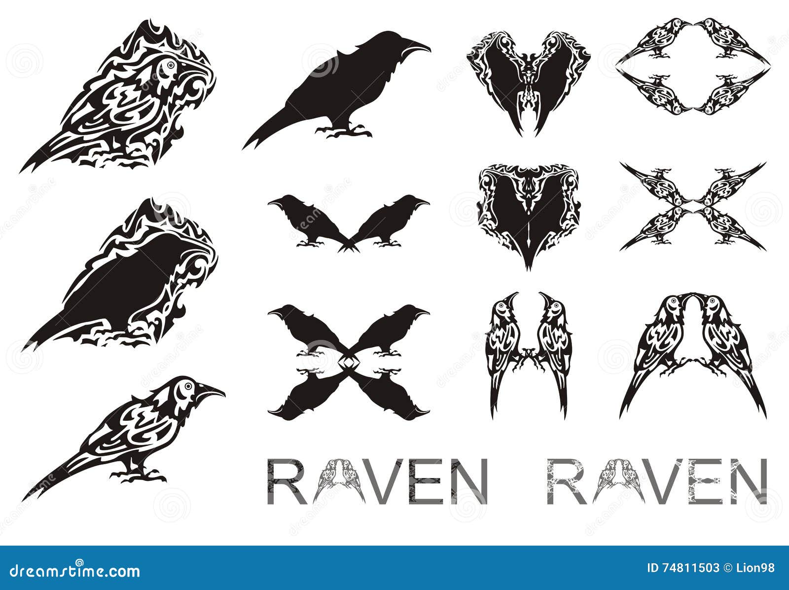 Símbolos tribais do corvo ilustração do vetor. Ilustração de perigoso ...