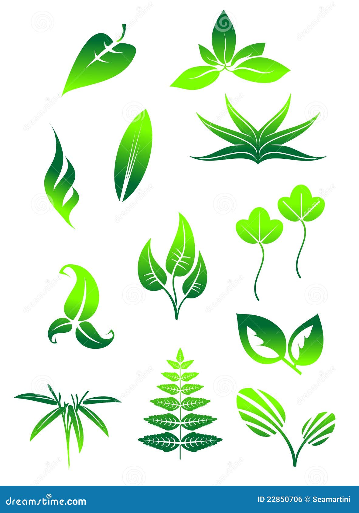 Símbolos Verdes Claros De Las Hojas Ilustración del Vector ...