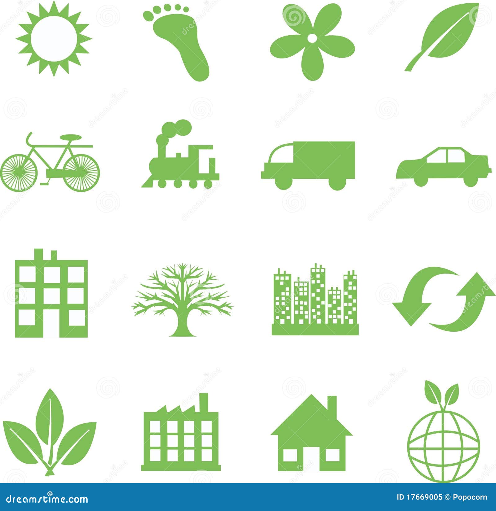 Símbolos Verdes De La Ecología Ilustración del Vector - Ilustración de ...