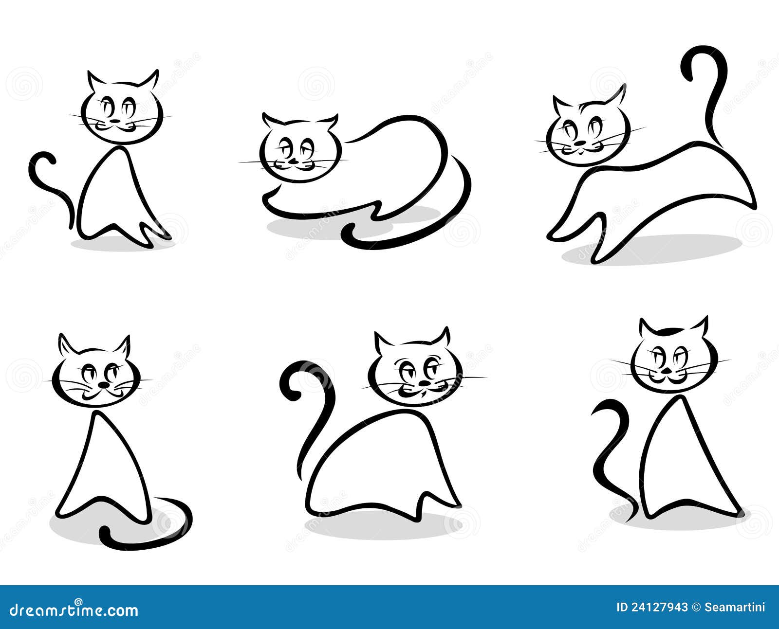 Símbolos Y Emblemas De Los Gatos Ilustración del Vector - Ilustración ...