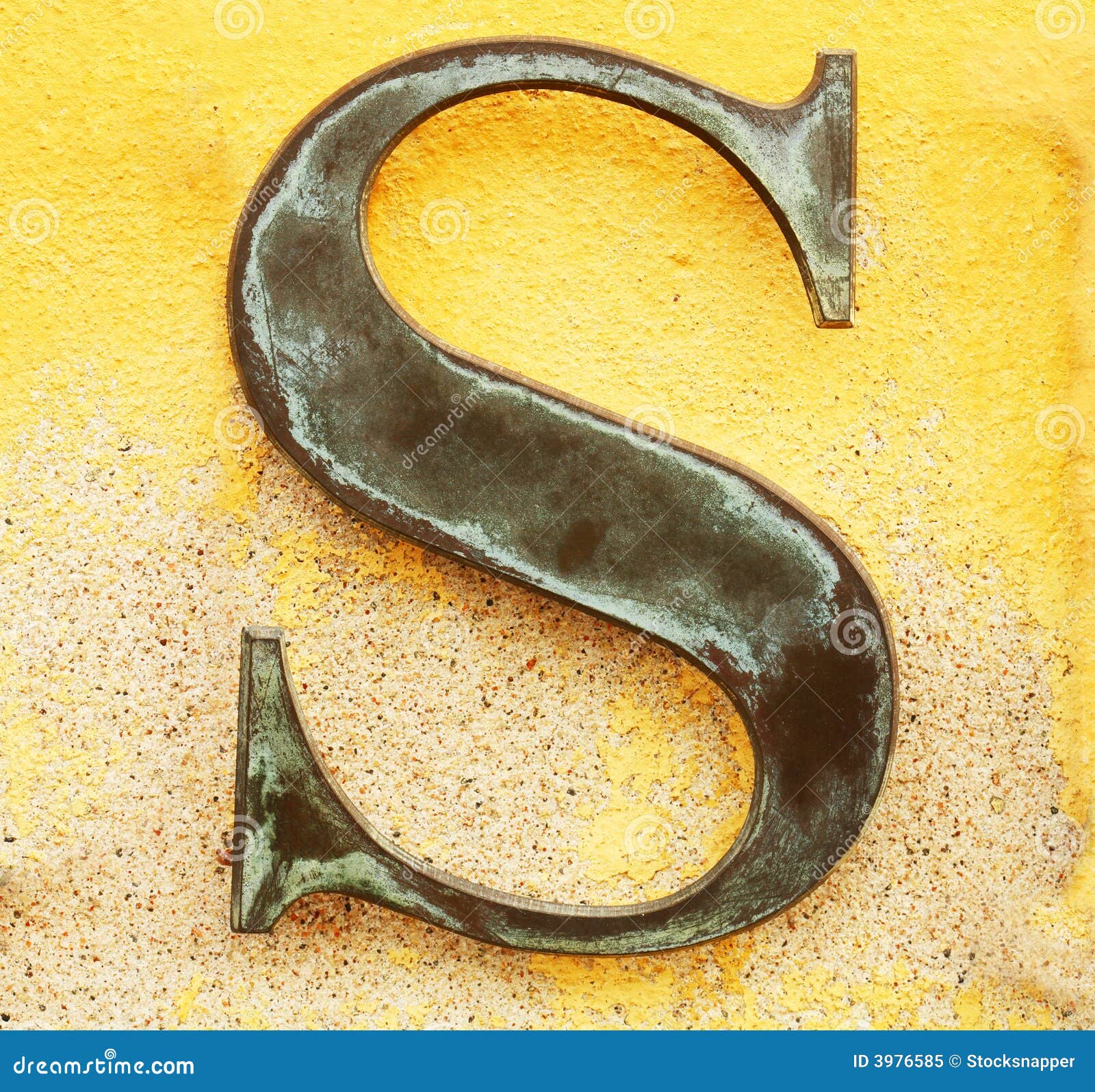 S stock image. Image of worn, grunge, brass, weathered - 3976585