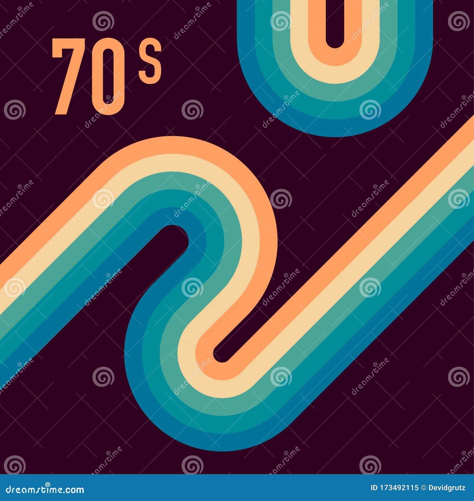 70s, 1970 Abstract Vector Stock Retro Lines Background. Vector ...