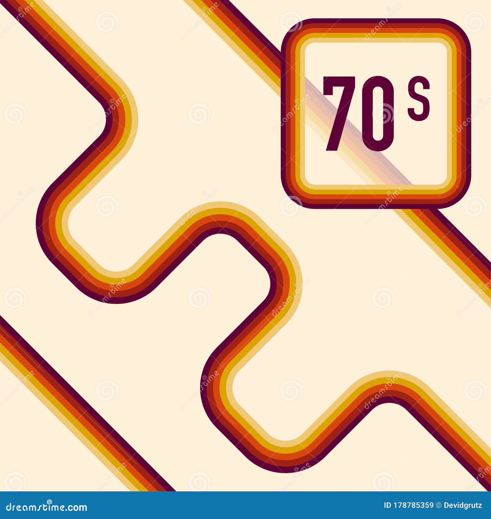 70s 1970 Abstract Vector Stock Retro Lines Background Vector