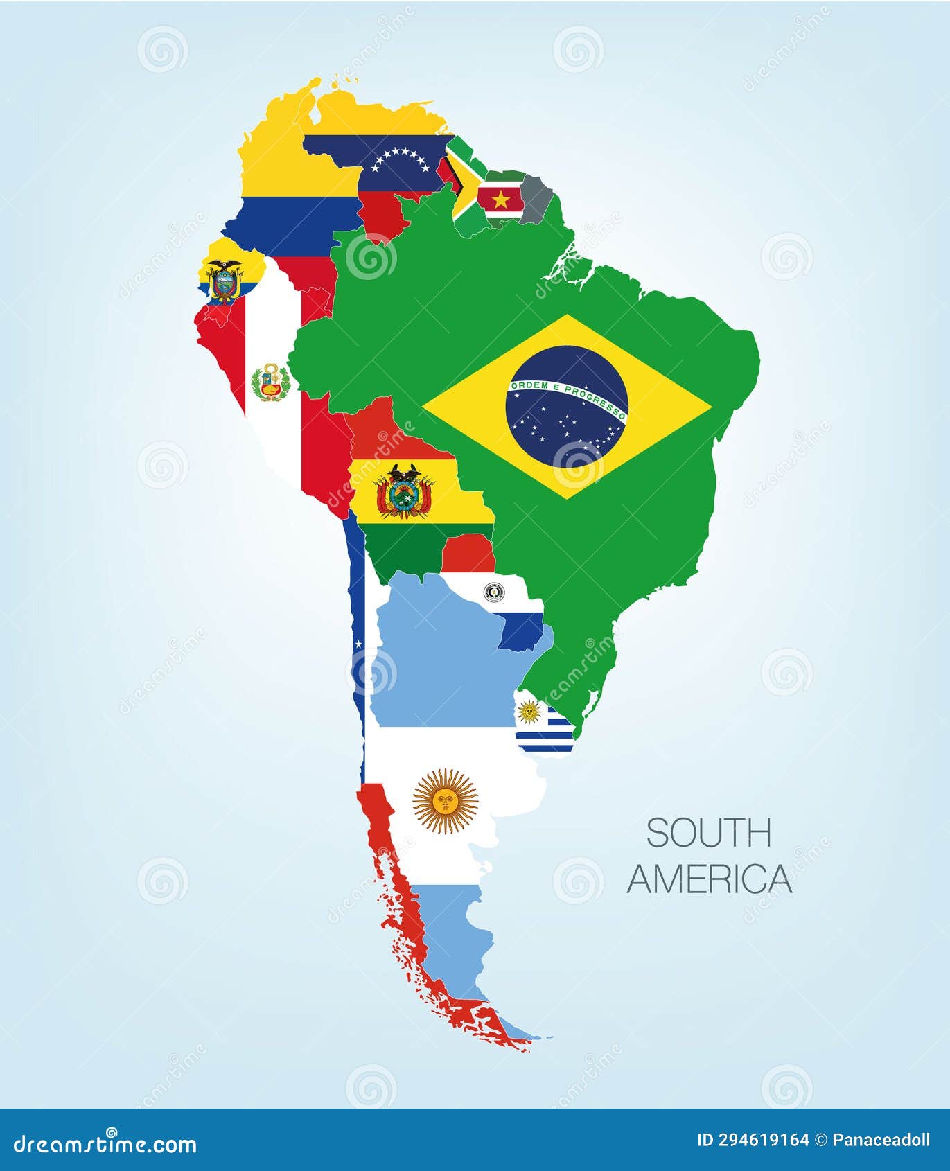 The S. American Map Divided by Countries Stock Vector - Illustration of ...