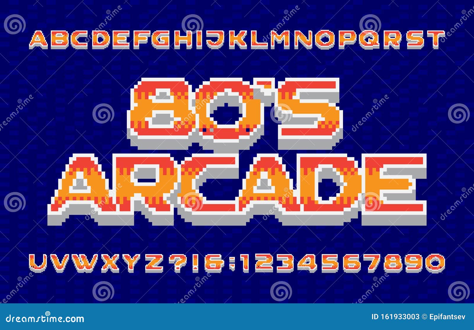 80s Arcade Alphabet Font. 3D Pixel Letters, Numbers and Symbols Stock ... 80s Arcade Alphabet Font. 3D Pixel Letters, Numbers and Symbols Stock ...